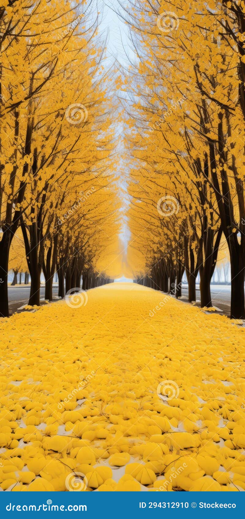 Yellow Tree Landscape Inspired by Mike Campau and Tatsuo Miyajima Stock ...