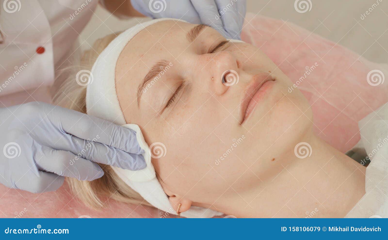 Wipe the Face with a Tissue. Cleaning and Care of the Face. Stock Image ...