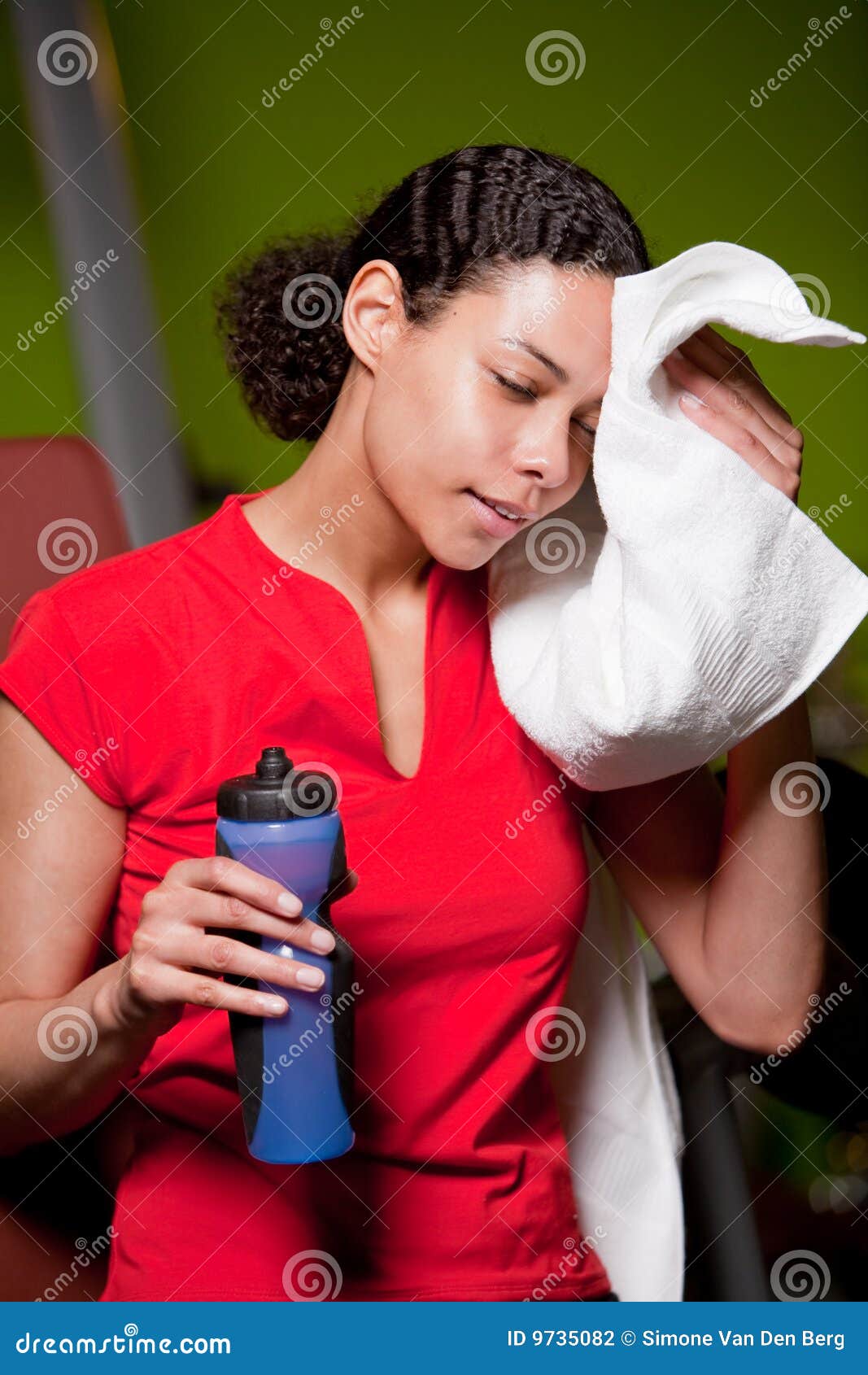 Wiping away the sweat stock photo. Image of female, sport - 9735082