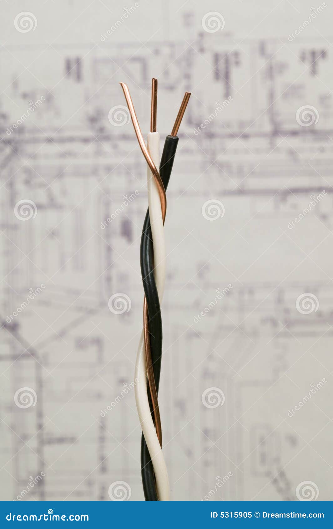 Wire with Blurred Blueprint Background Stock Image - Image of ...