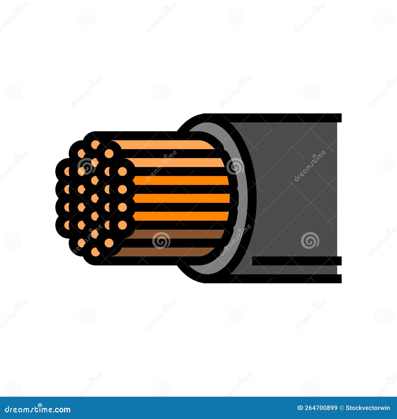 Cable With Copper Conductors. Front View, Vector Illustration ...