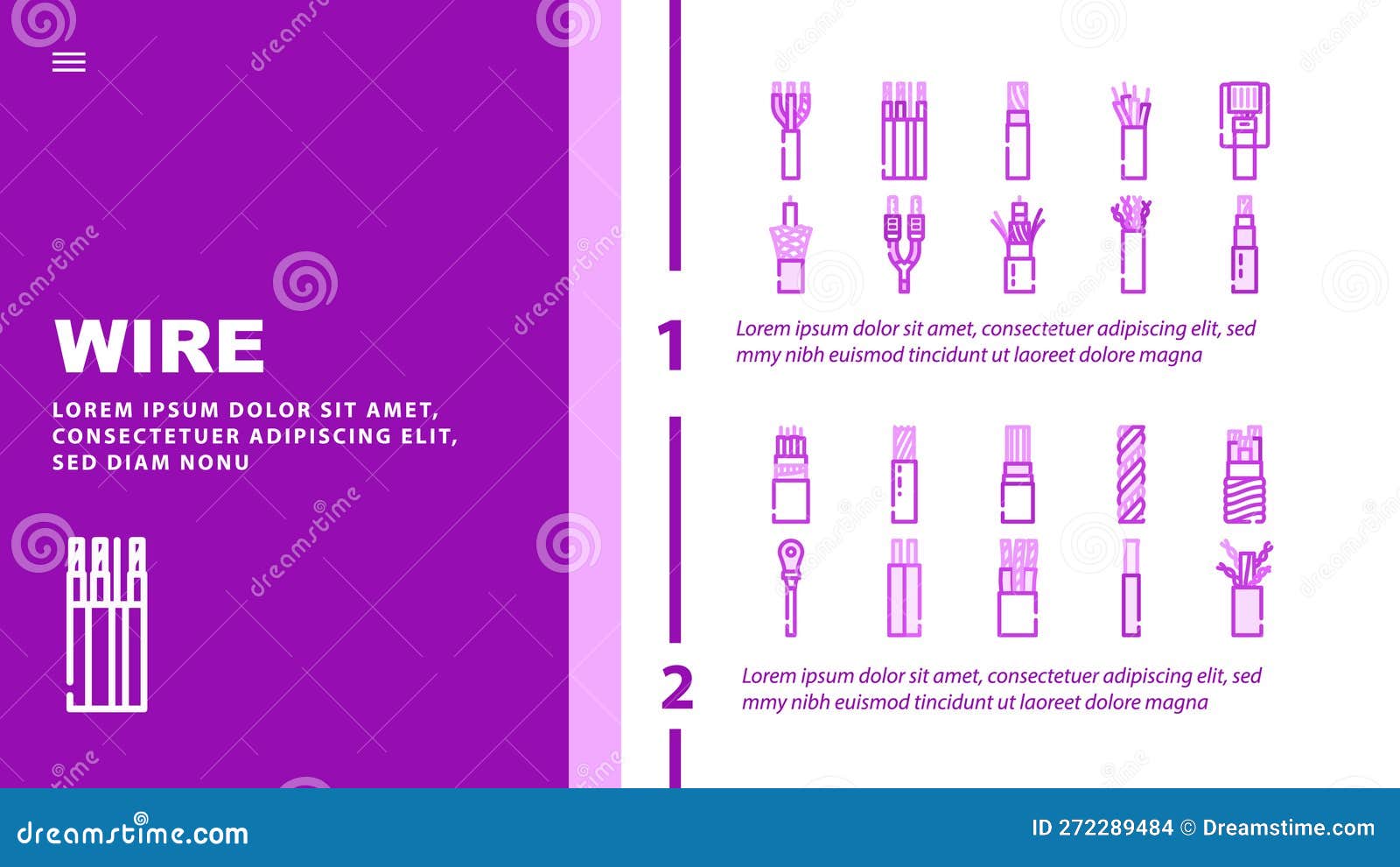 Wire Cable Cord Landing Header Vector Stock Vector - Illustration of ...