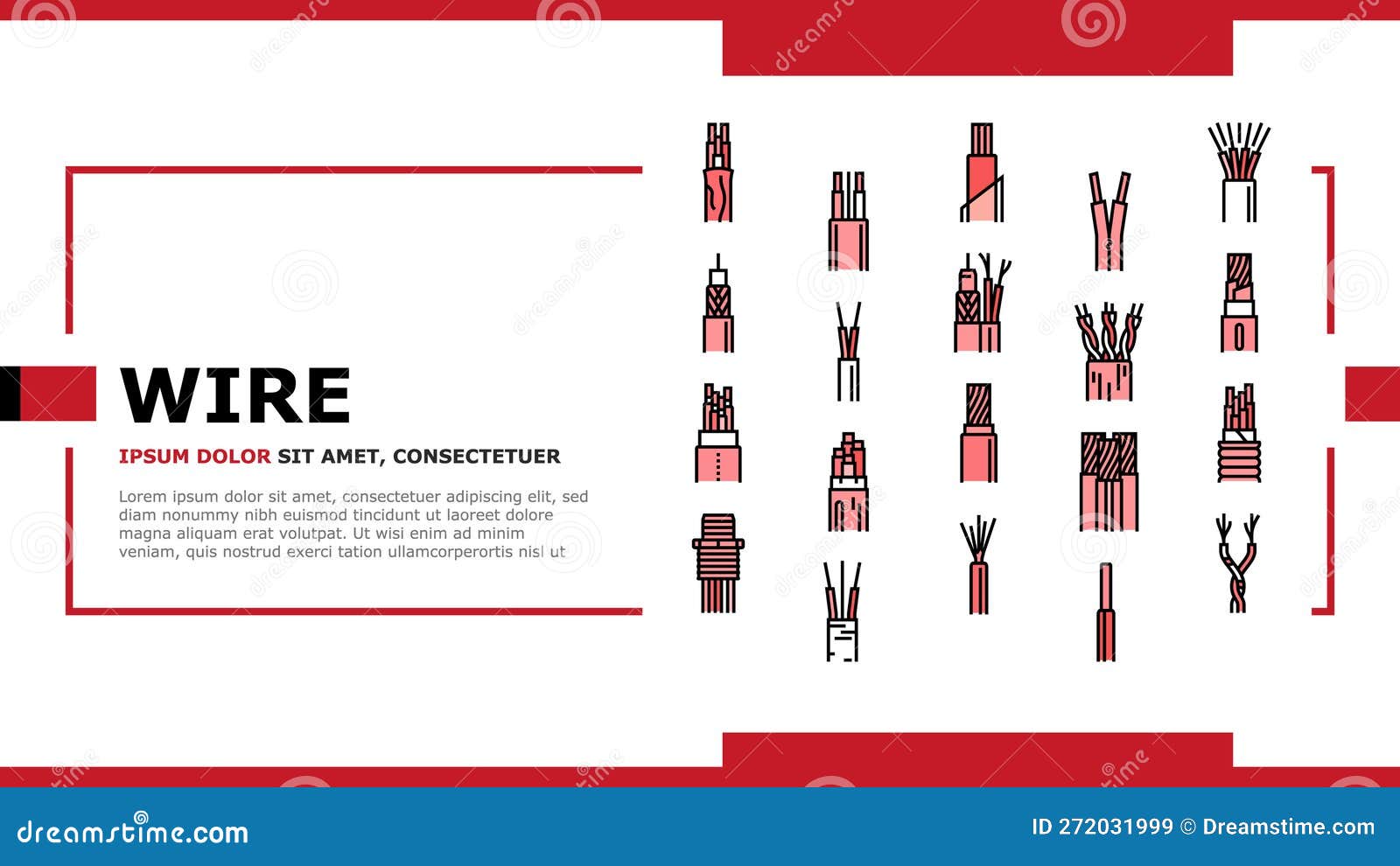 Wire Cable Technology Connection Landing Header Vector Stock Vector ...