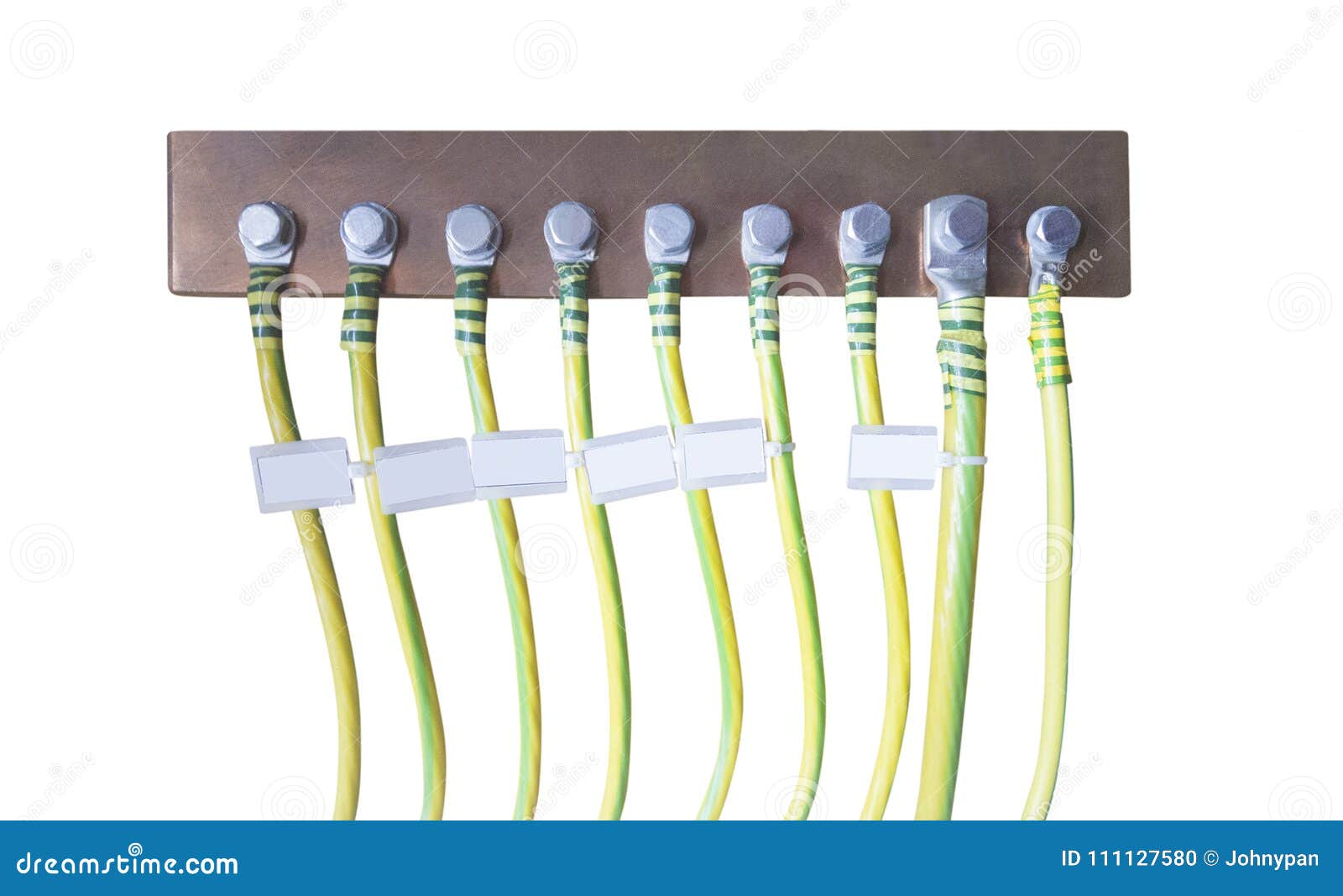 Wire cables with label stock photo. Image of installation - 111127580