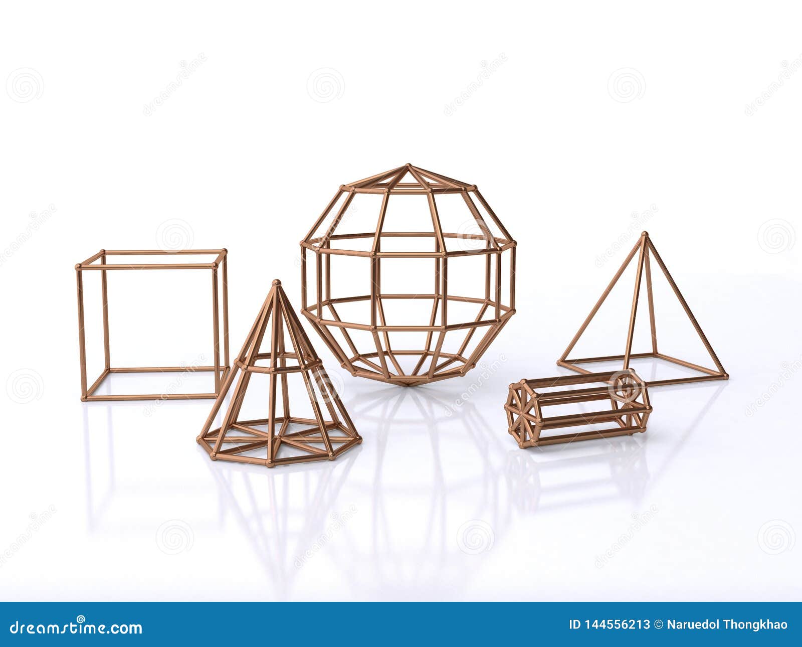 Wire Copper Geometric Shape and Form Framework 3d Render Stock ...