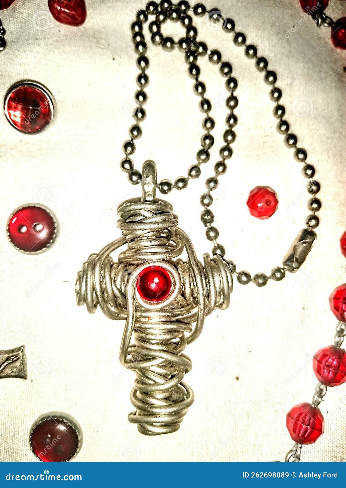 Wire cross cherry stock image. Image of silver, bracelet - 262698089