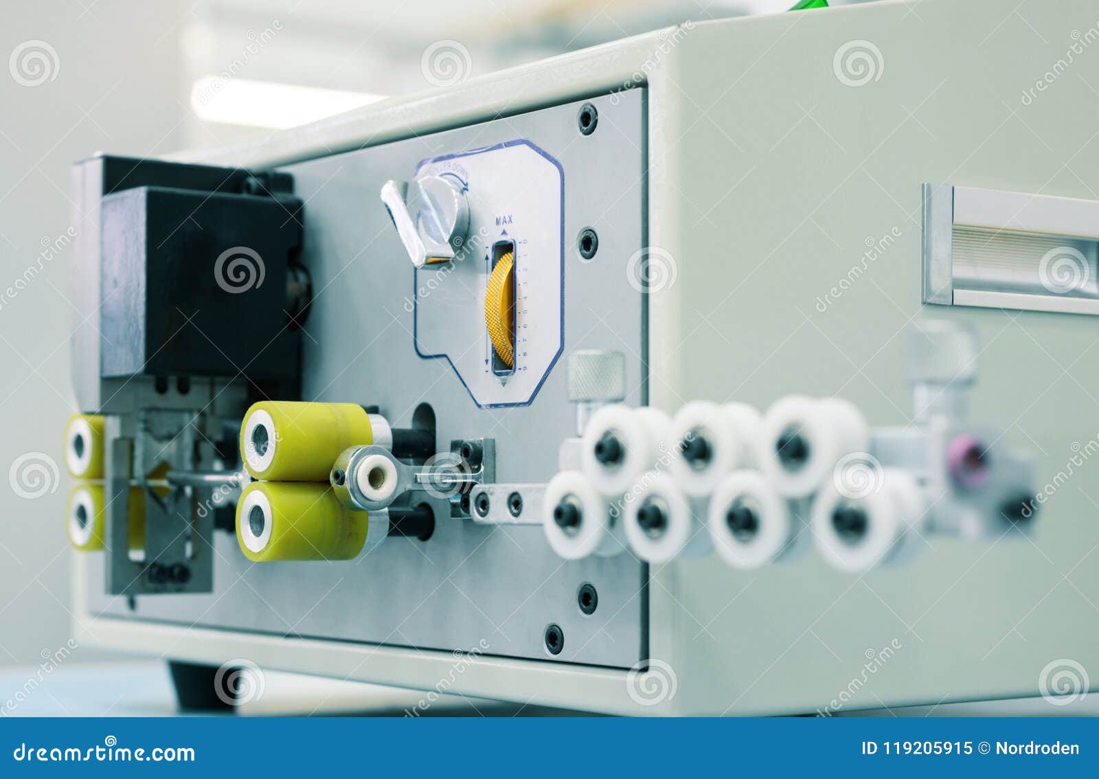Wire cut and strip machine stock image. Image of equipment - 119205915