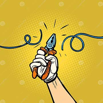 Wire cutters cut wire stock vector. Illustration of communication ...