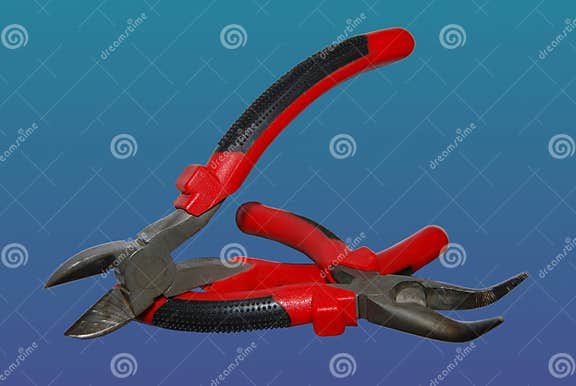 Wire Cutters and Pliers with Red Handles. Stock Image - Image of ...
