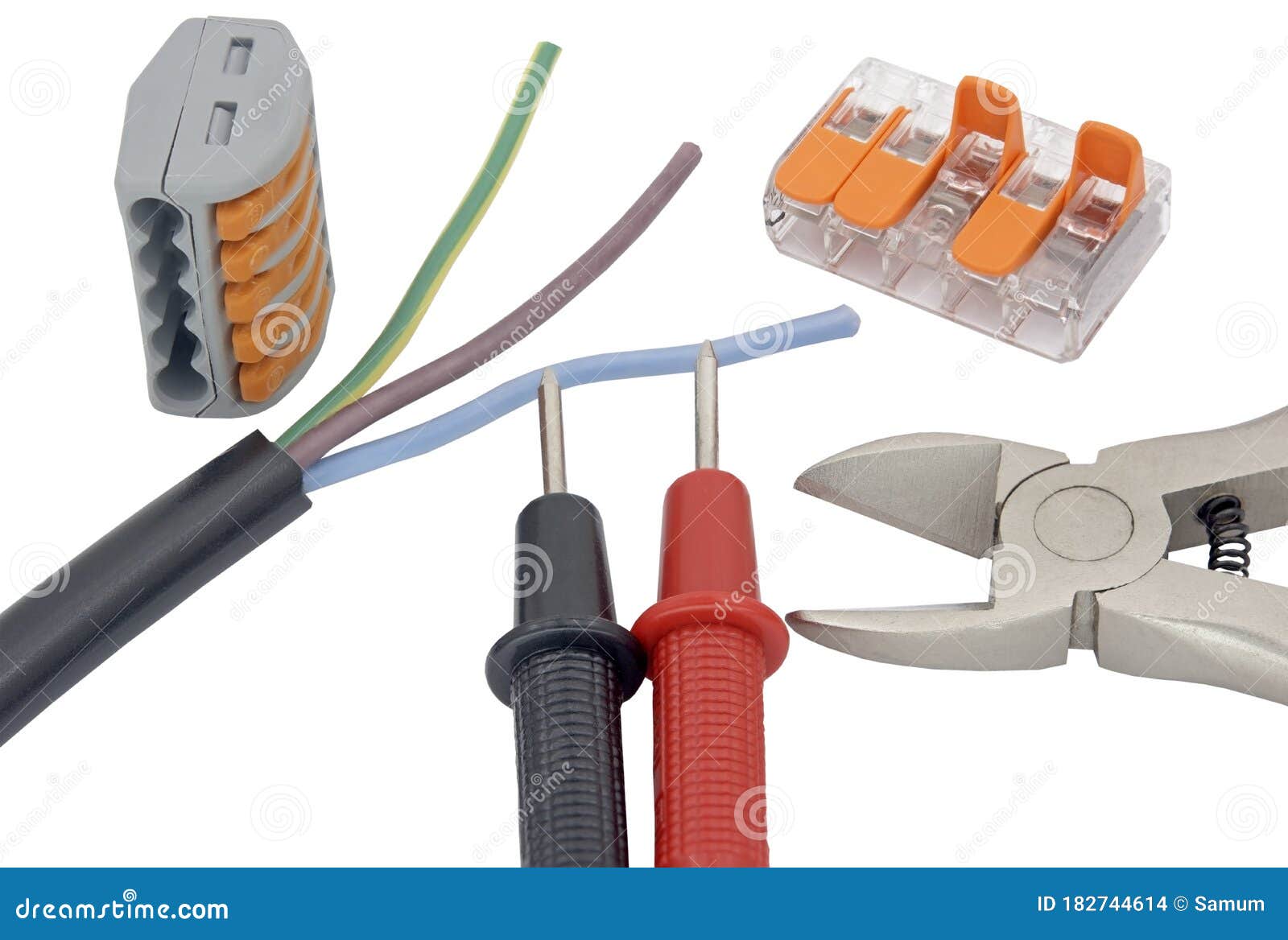 Block Clamp For Connecting Electrical Lines On White Background. Clamp ...