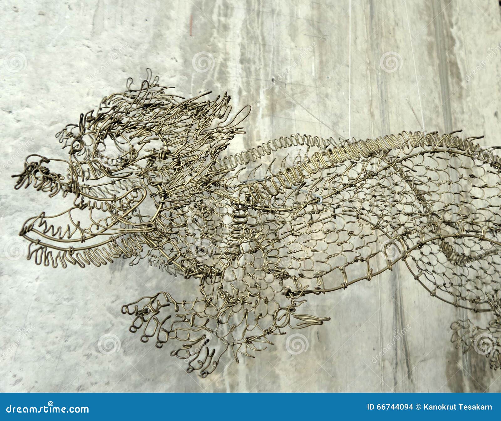 Wire Dragon on Cement Background Stock Photo - Image of wire ...