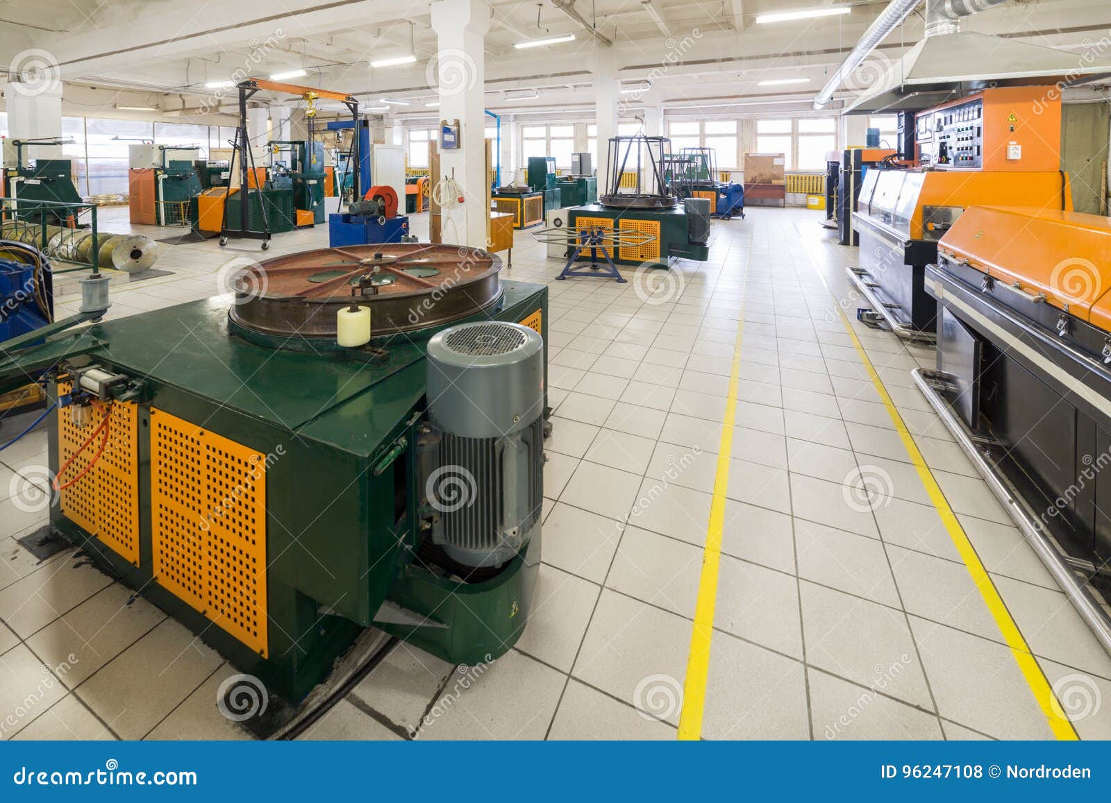 Wire drawing shop. stock photo. Image of aluminium, machinery - 96247108