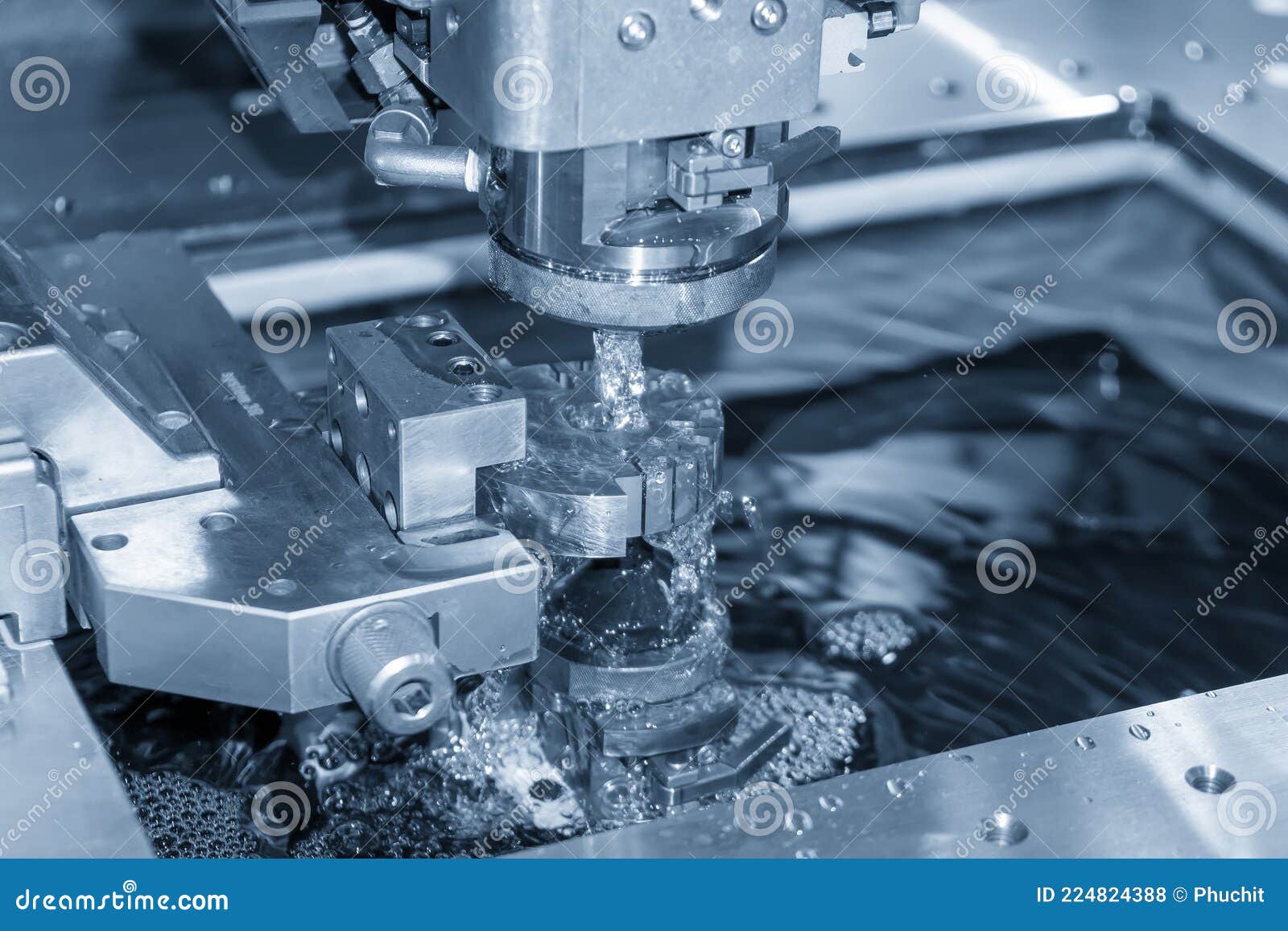 The Wire EDM Machine Cutting the Insert Mold Parts Stock Photo - Image ...