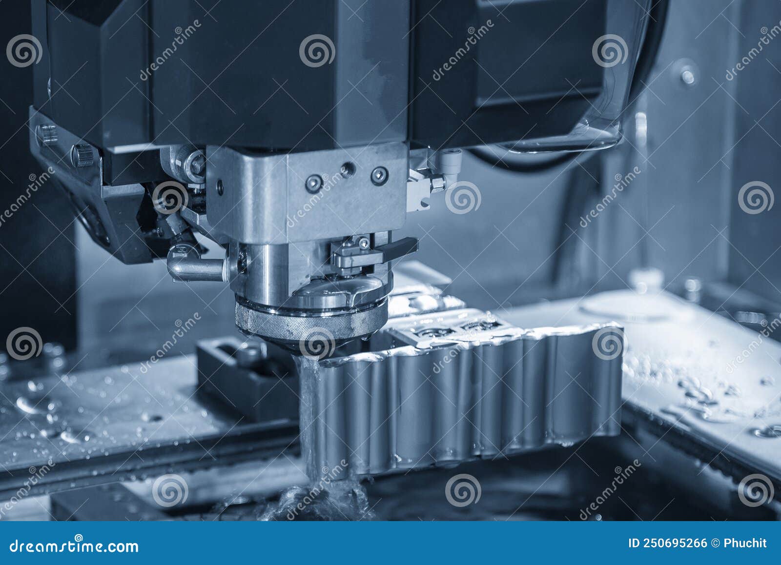 The Wire EDM Machine Cutting the Mold Insert Parts Stock Photo - Image ...