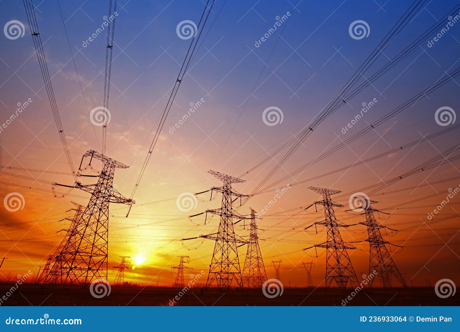 Wire Electrical Energy at Sunset Stock Photo - Image of mountains ...