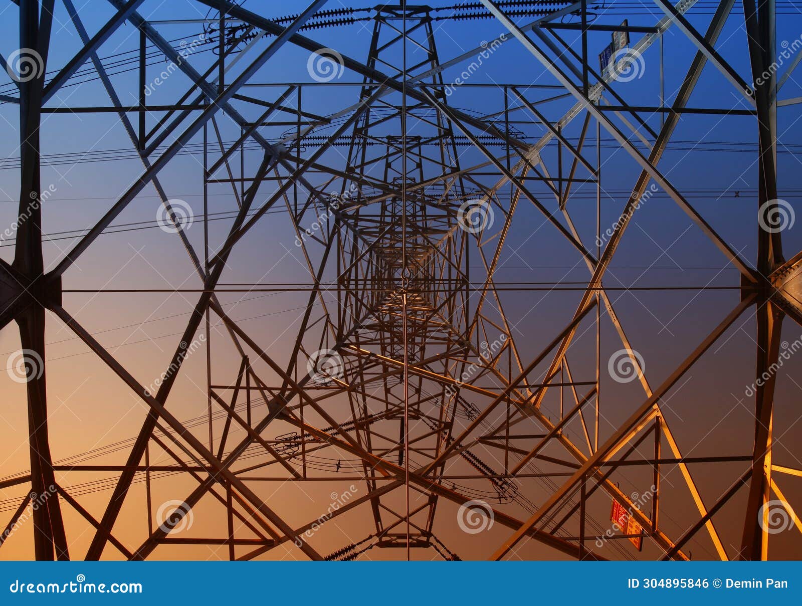Wire Electrical Energy at Sunset Stock Photo - Image of energy ...