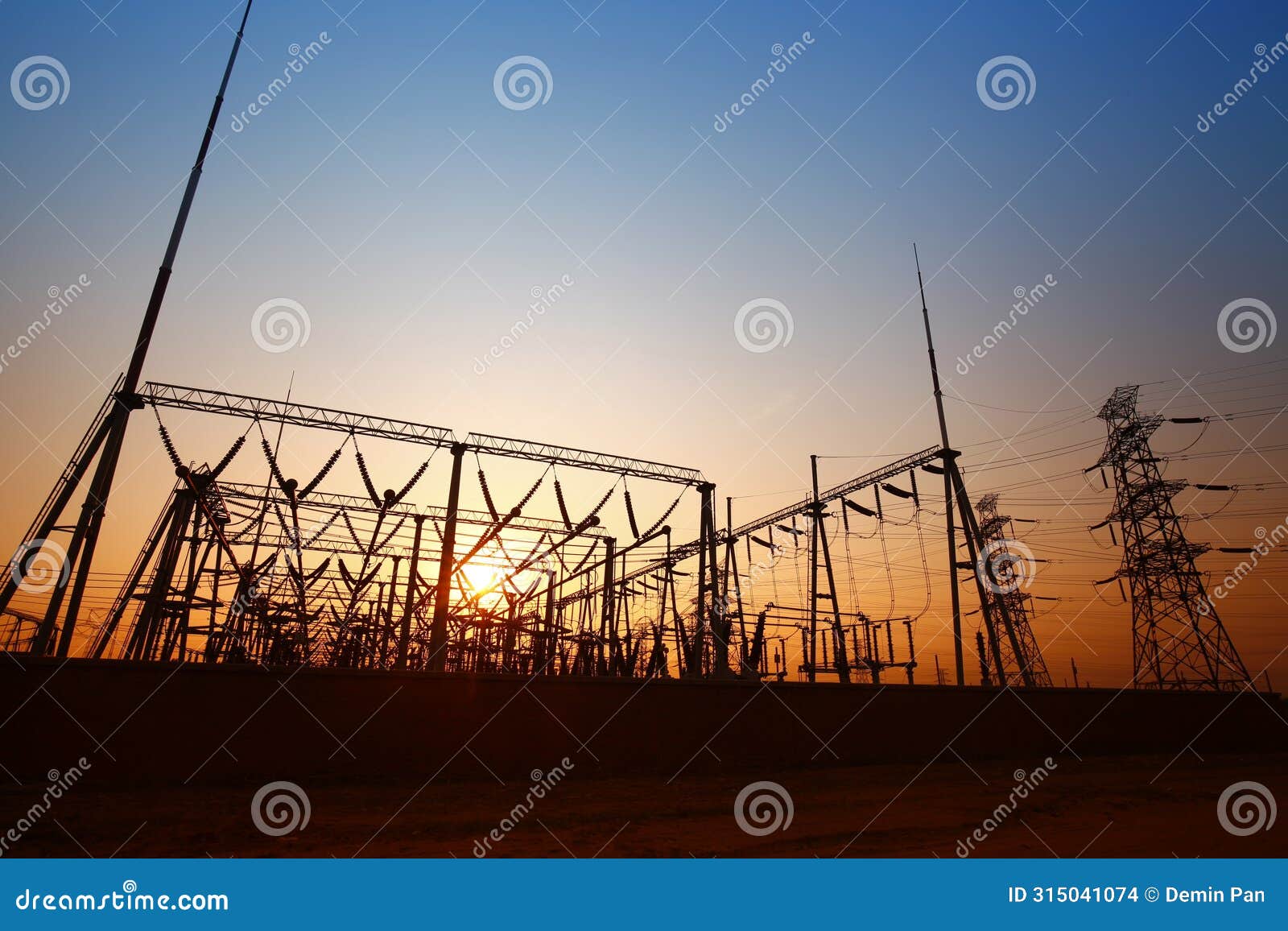 Wire Electrical Energy at Sunset Stock Photo - Image of electric, grid ...