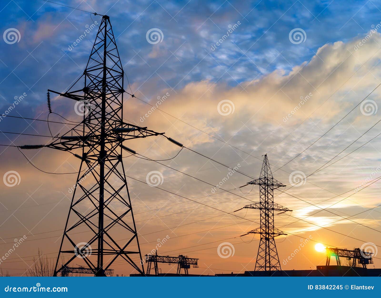 Wire Electrical Energy at Sunset Stock Image - Image of steel ...
