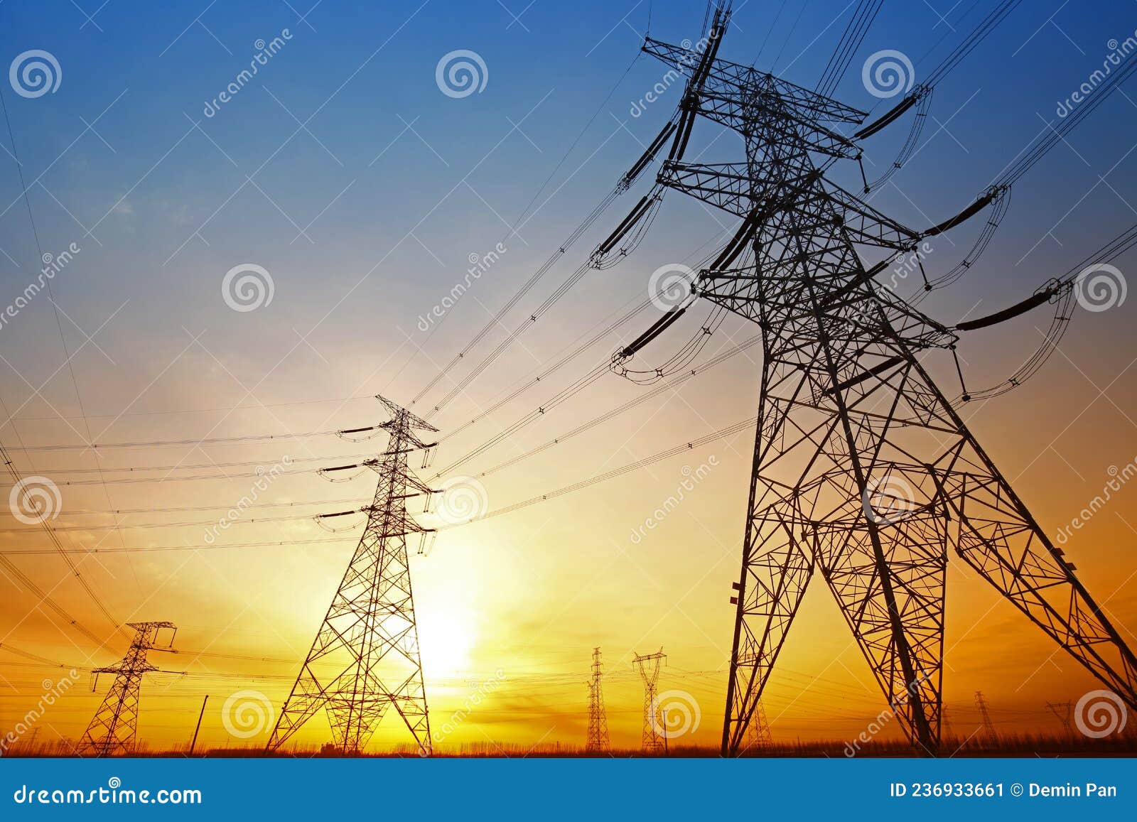 Wire Electrical Energy at Sunset Stock Image - Image of electronics ...