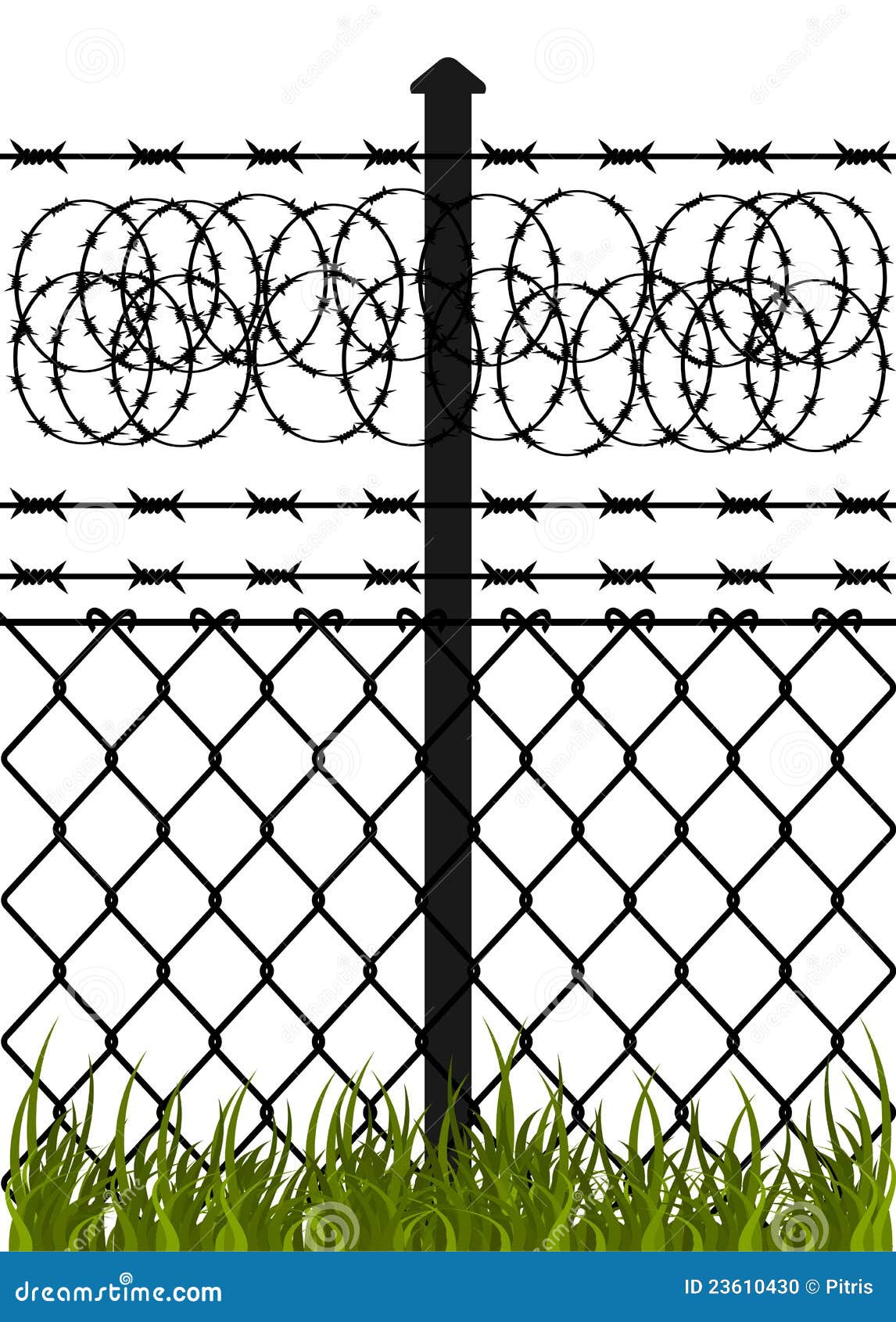 Wire Fence with Barbed Wires Stock Vector - Illustration of background ...