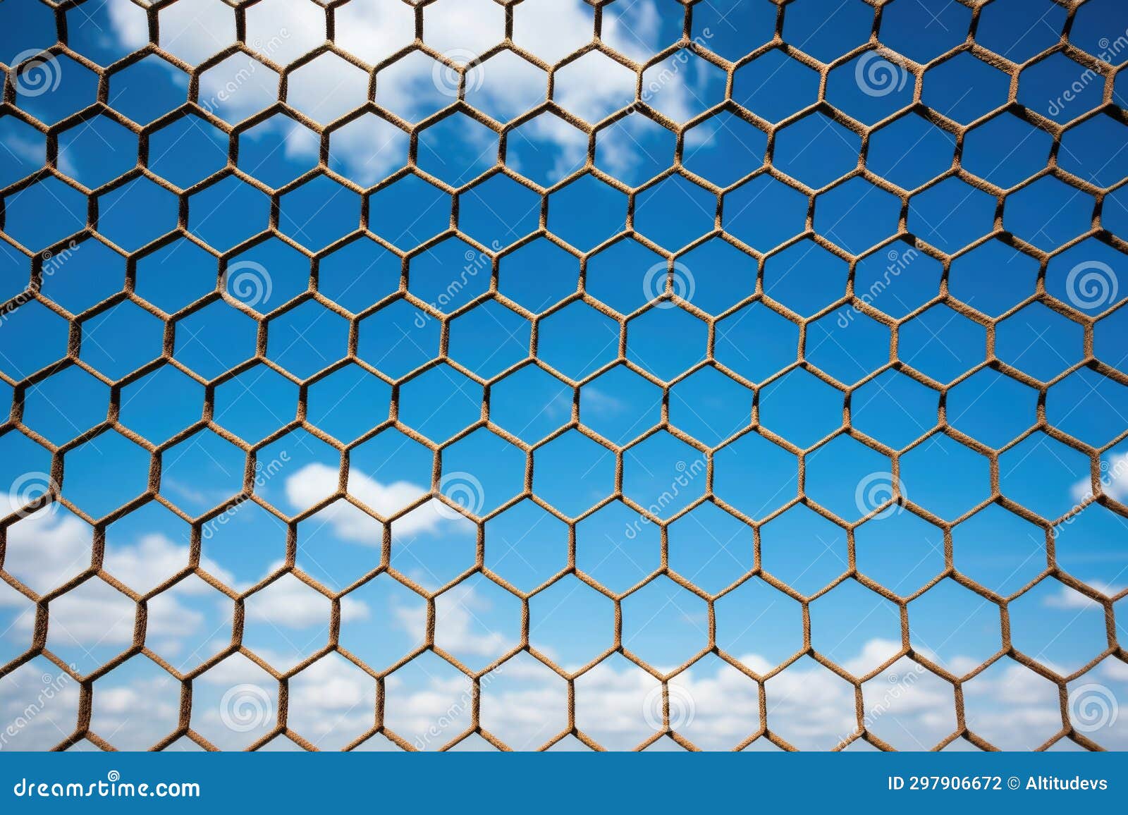 Wire Fence with Hexagonal Pattern Against Clear Sky Stock Photo - Image ...