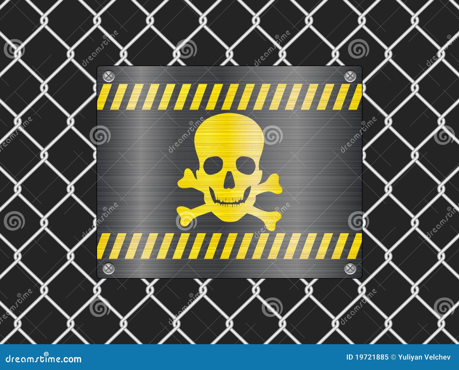 Wire Fence and Jolly Roger Sign Stock Vector - Illustration of yellow ...