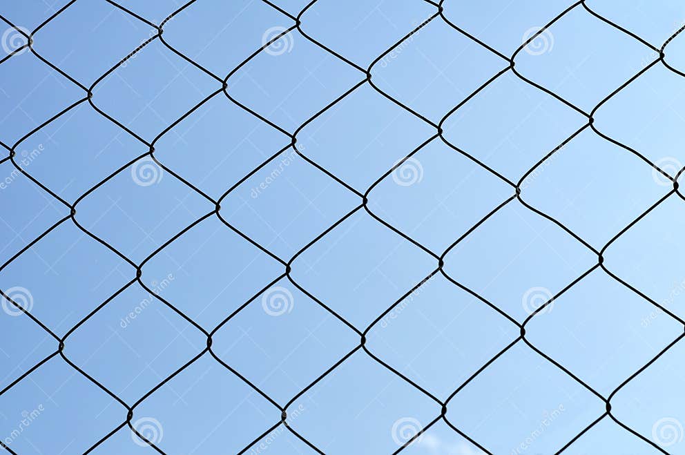 Wire Fence Pattern Blue Sky Background Stock Photo - Image of blue ...
