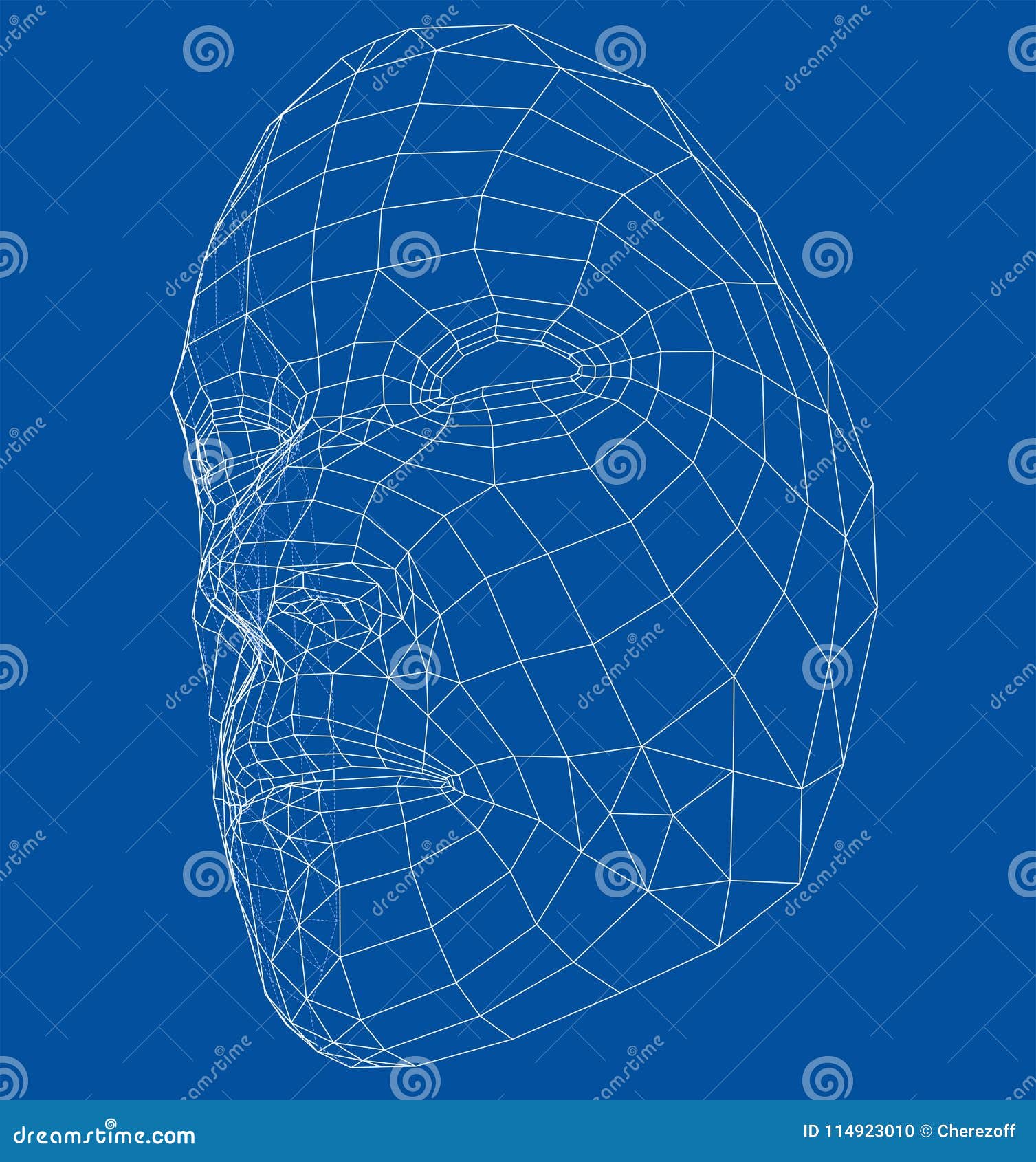 Wire-frame Abstract Human Face Stock Vector - Illustration of ...