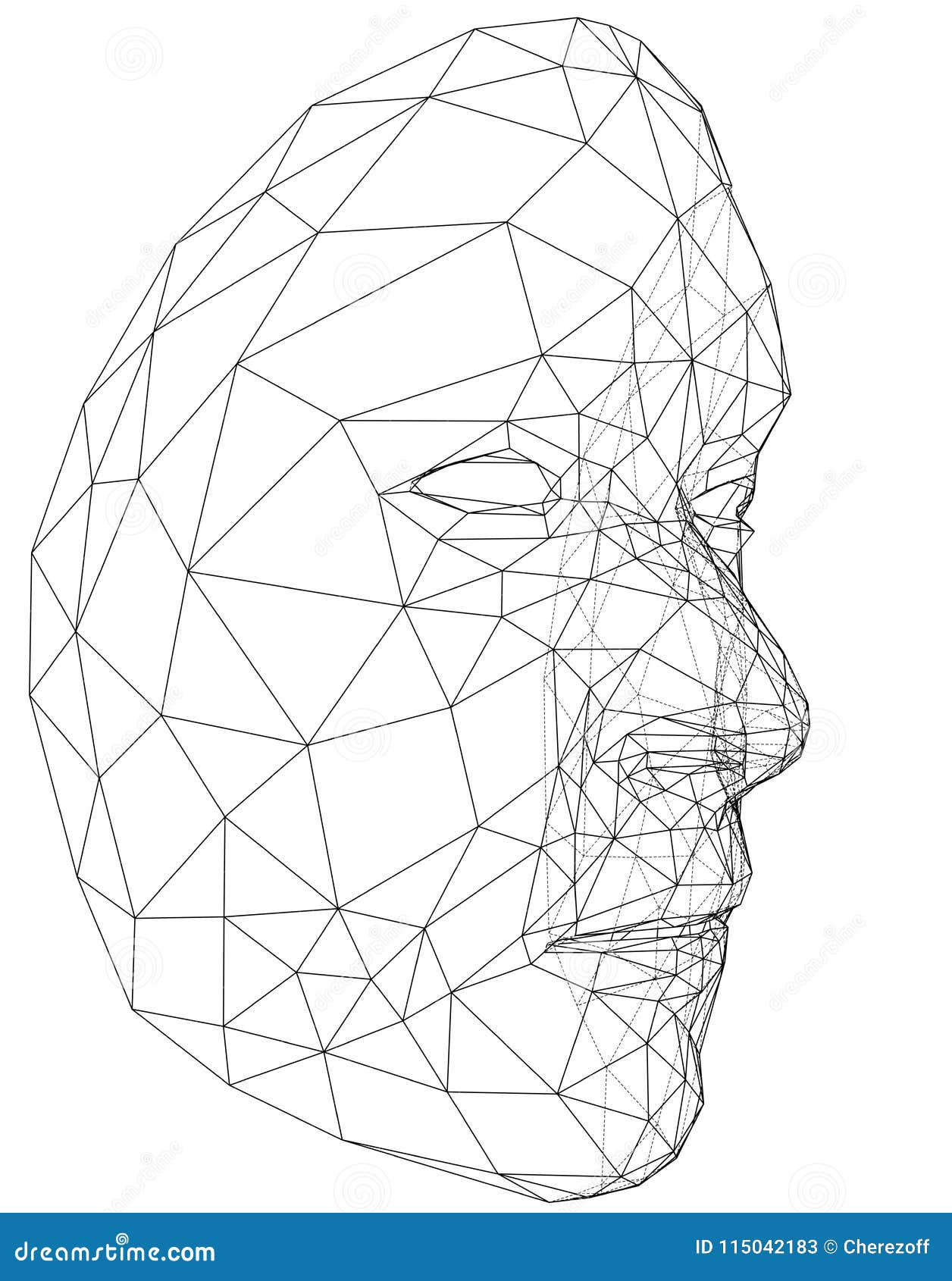 Wire-frame Abstract Human Face Stock Vector - Illustration of ...