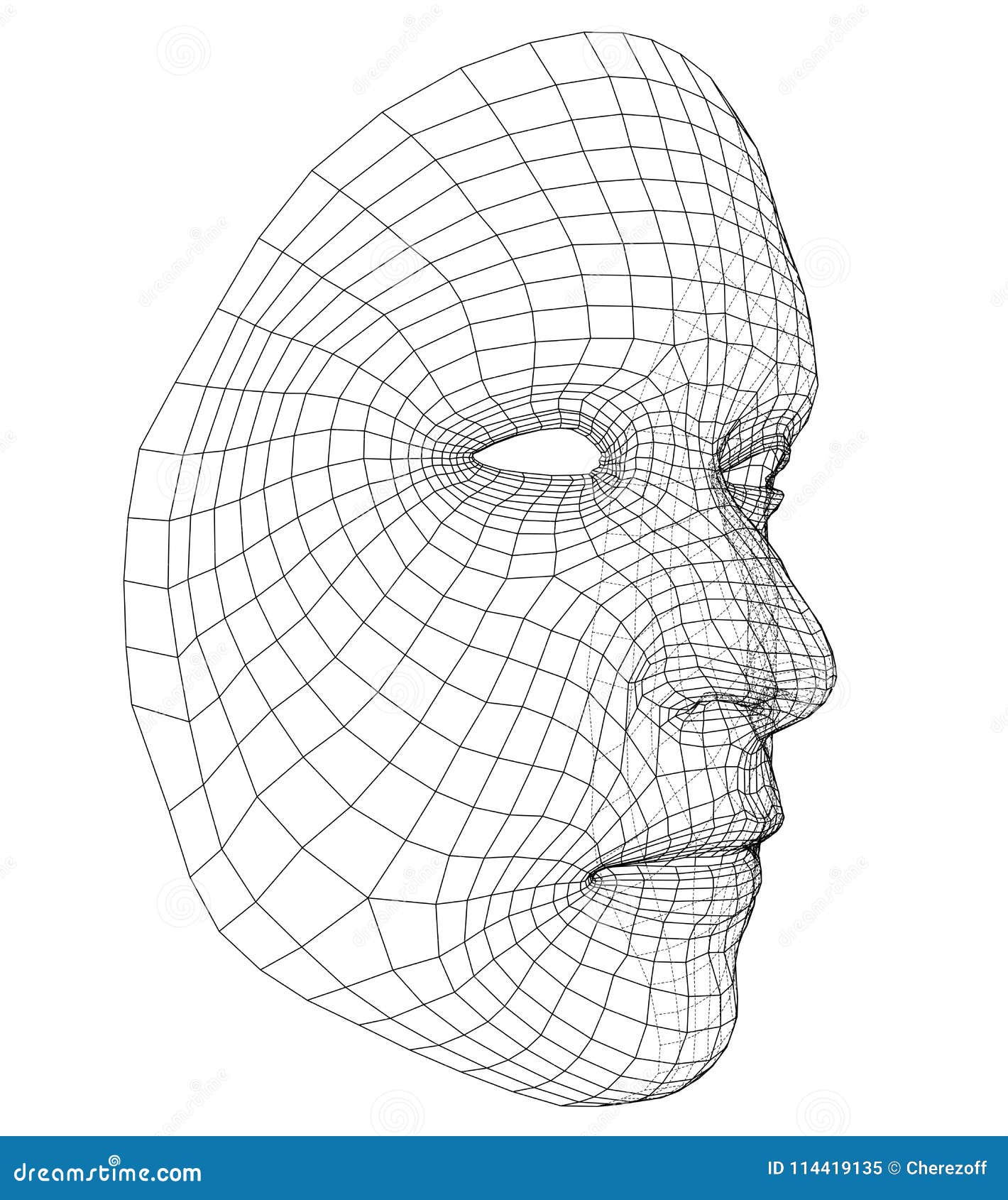 Wire-frame Abstract Human Face Stock Vector - Illustration of computer ...