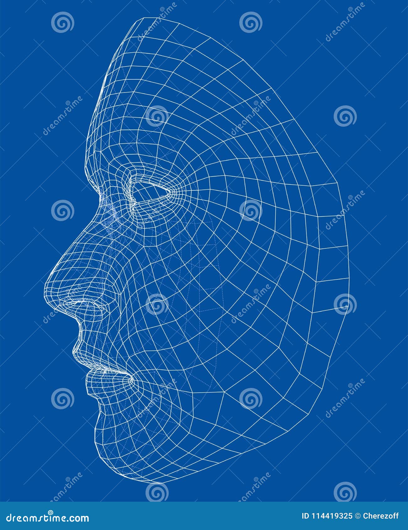 Wire-frame Abstract Human Face Stock Vector - Illustration of lines ...