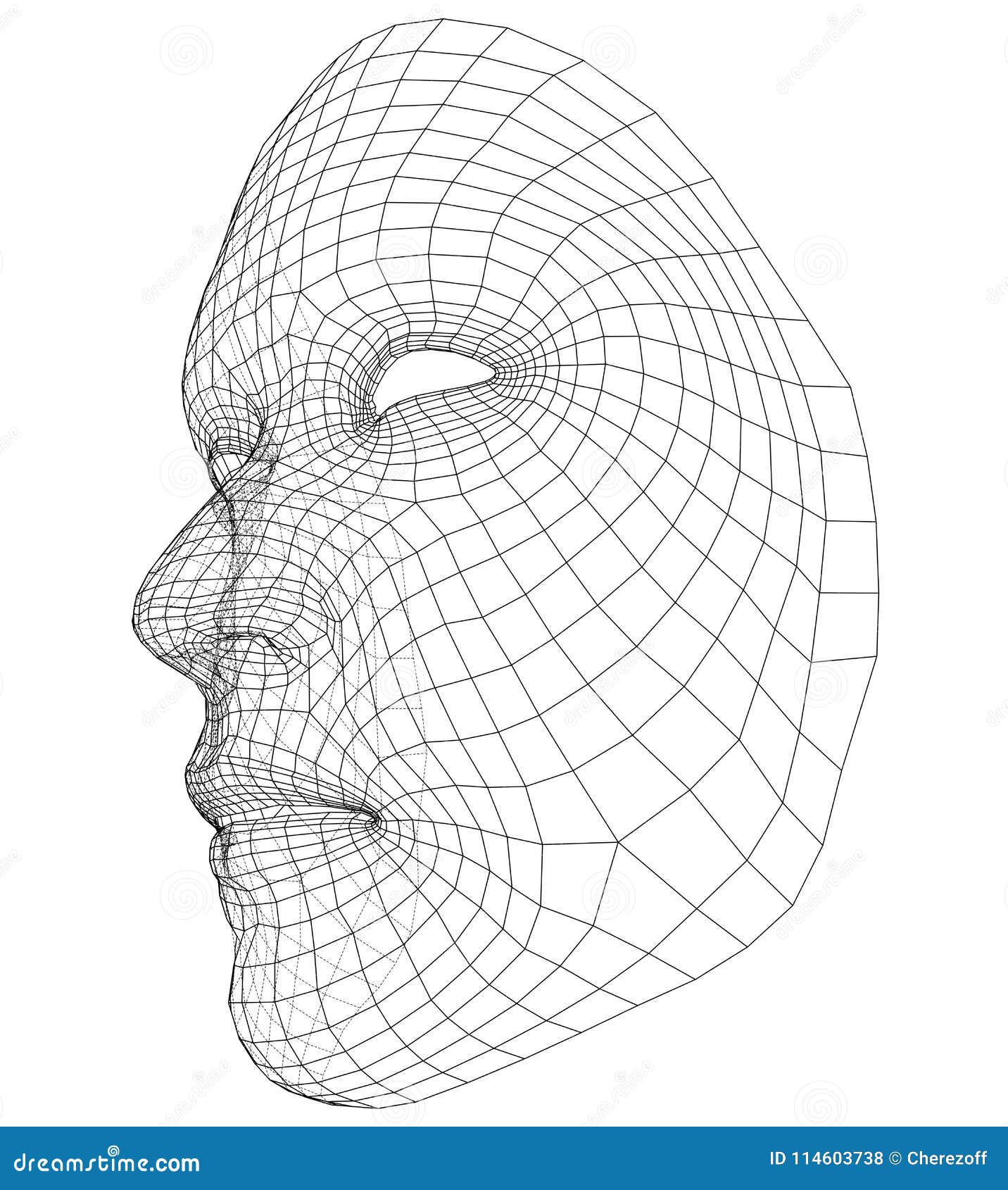 Wire-frame Abstract Human Face Stock Vector - Illustration of detection ...