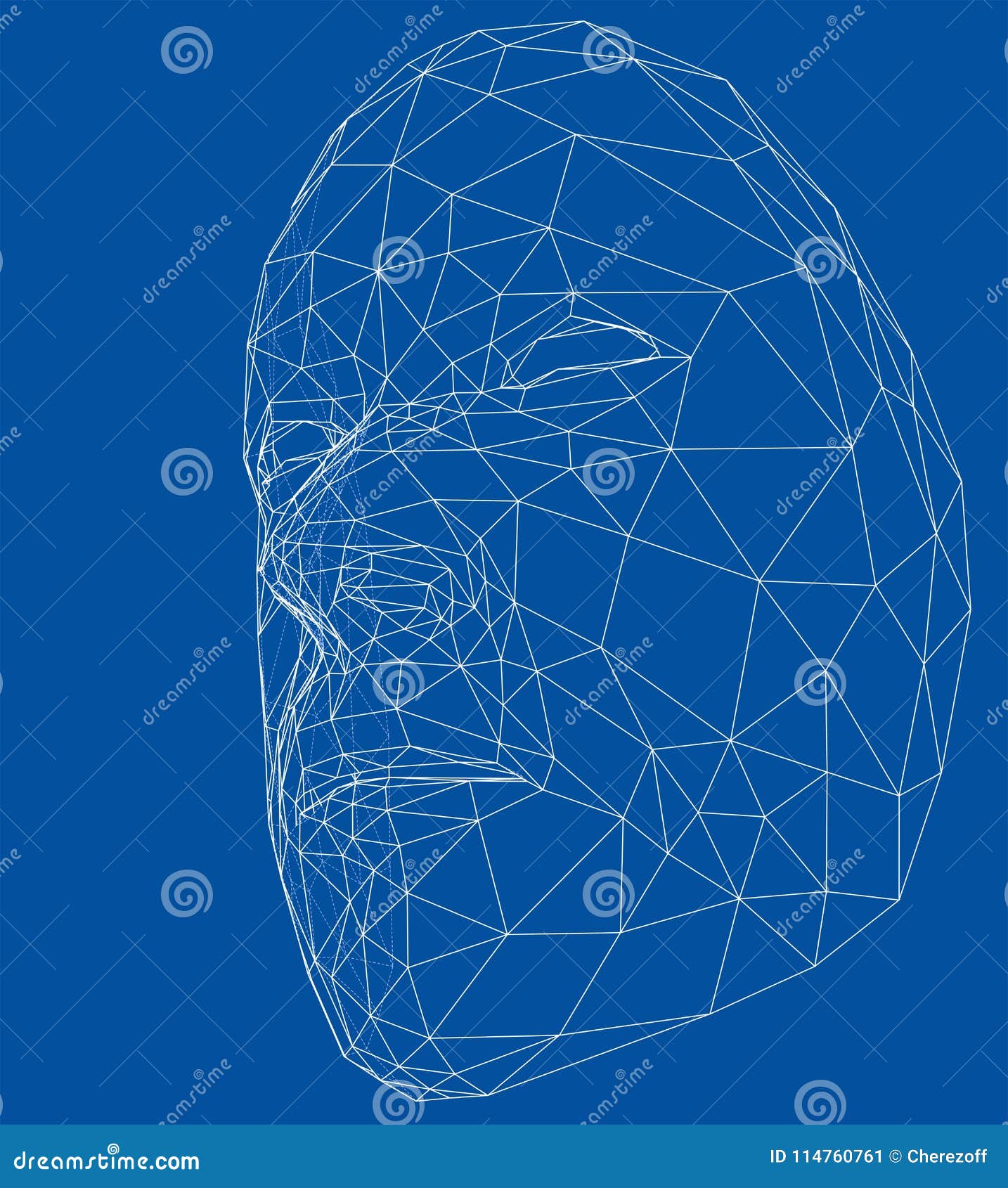 Wire-frame Abstract Human Face Stock Vector - Illustration of business ...