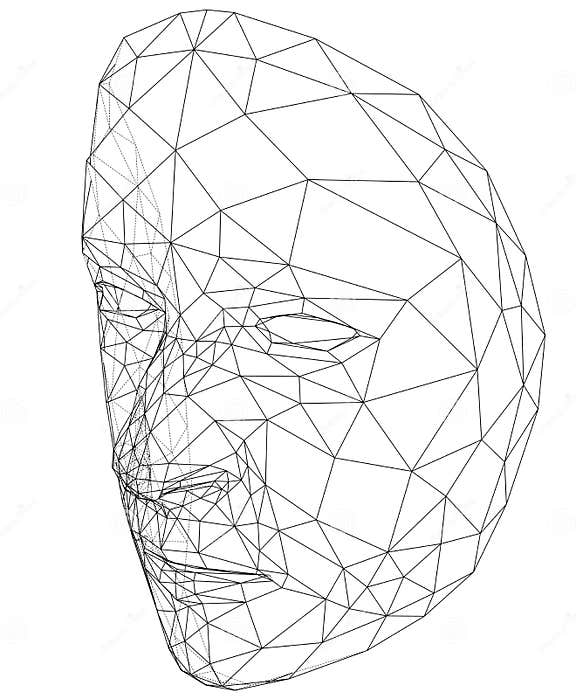Wire-frame Abstract Human Face Stock Vector - Illustration of code ...
