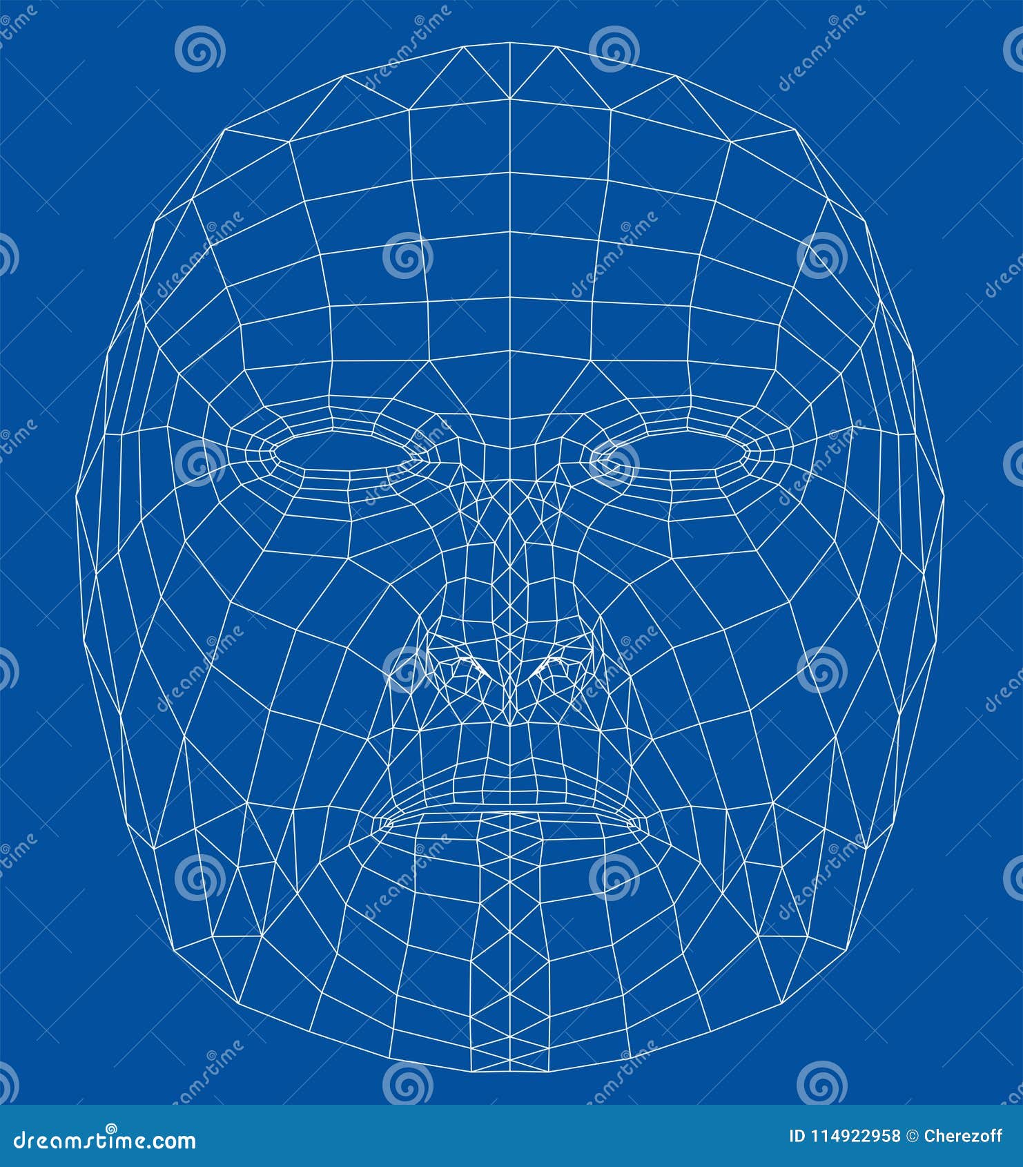 Wire-frame Abstract Human Face Stock Vector - Illustration of biometric ...