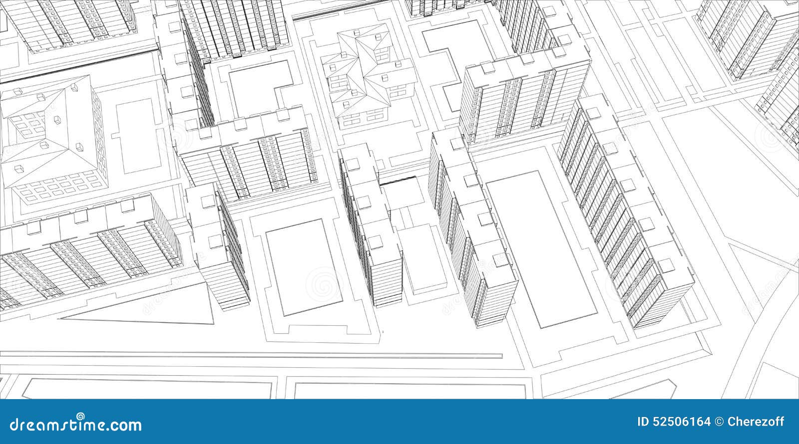 Wire-frame Buildings. Vector Stock Vector - Illustration of line ...