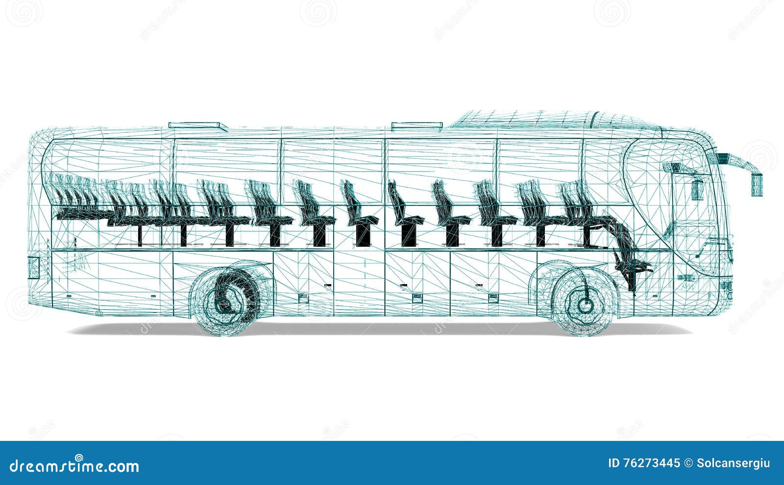 Wire frame Bus side view stock illustration. Illustration of engineer ...