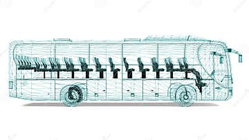 Wire frame Bus side view stock illustration. Illustration of engineer ...