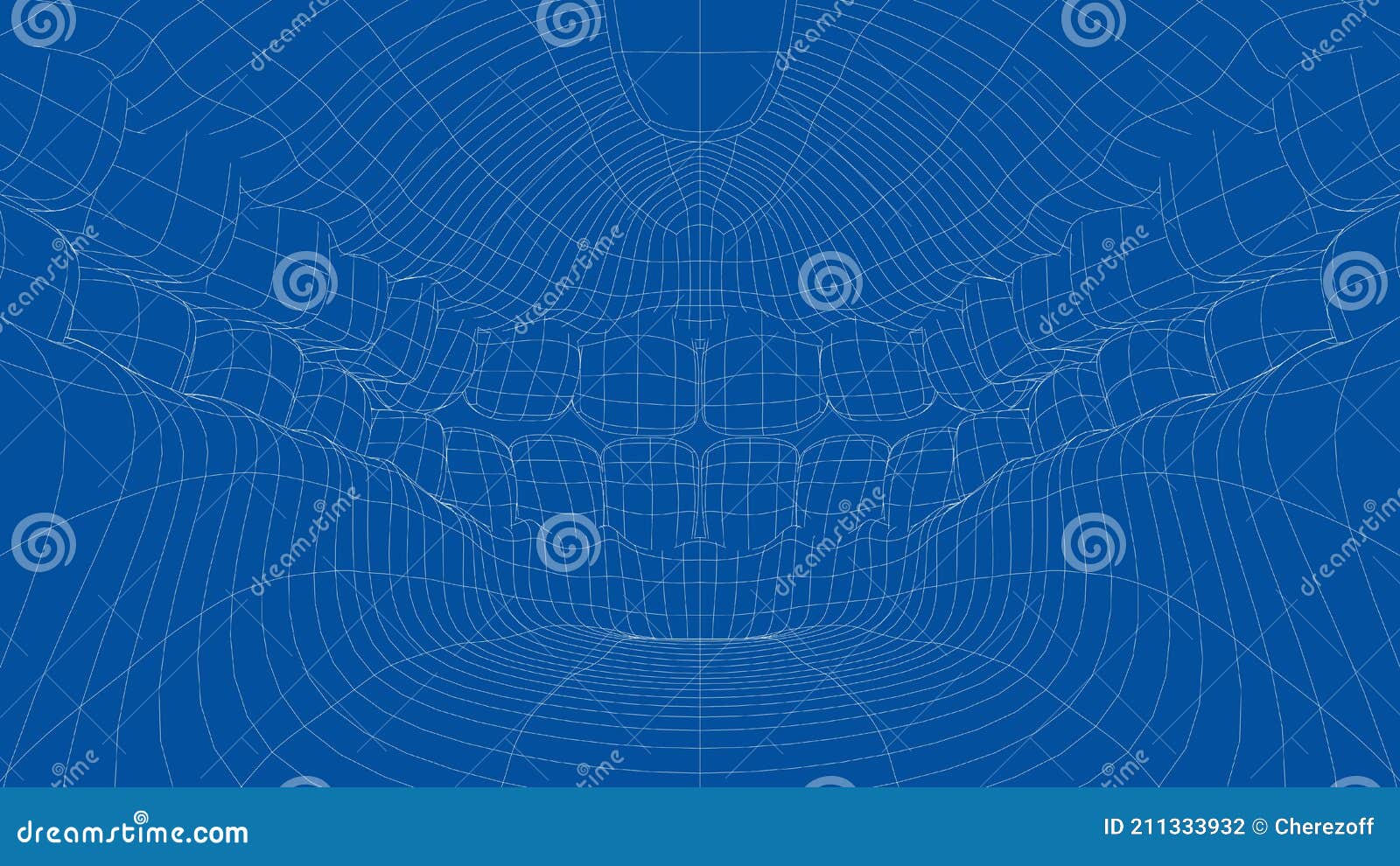 Wire-frame 3D Teeth Close Up. Inside Mouth Stock Vector - Illustration ...