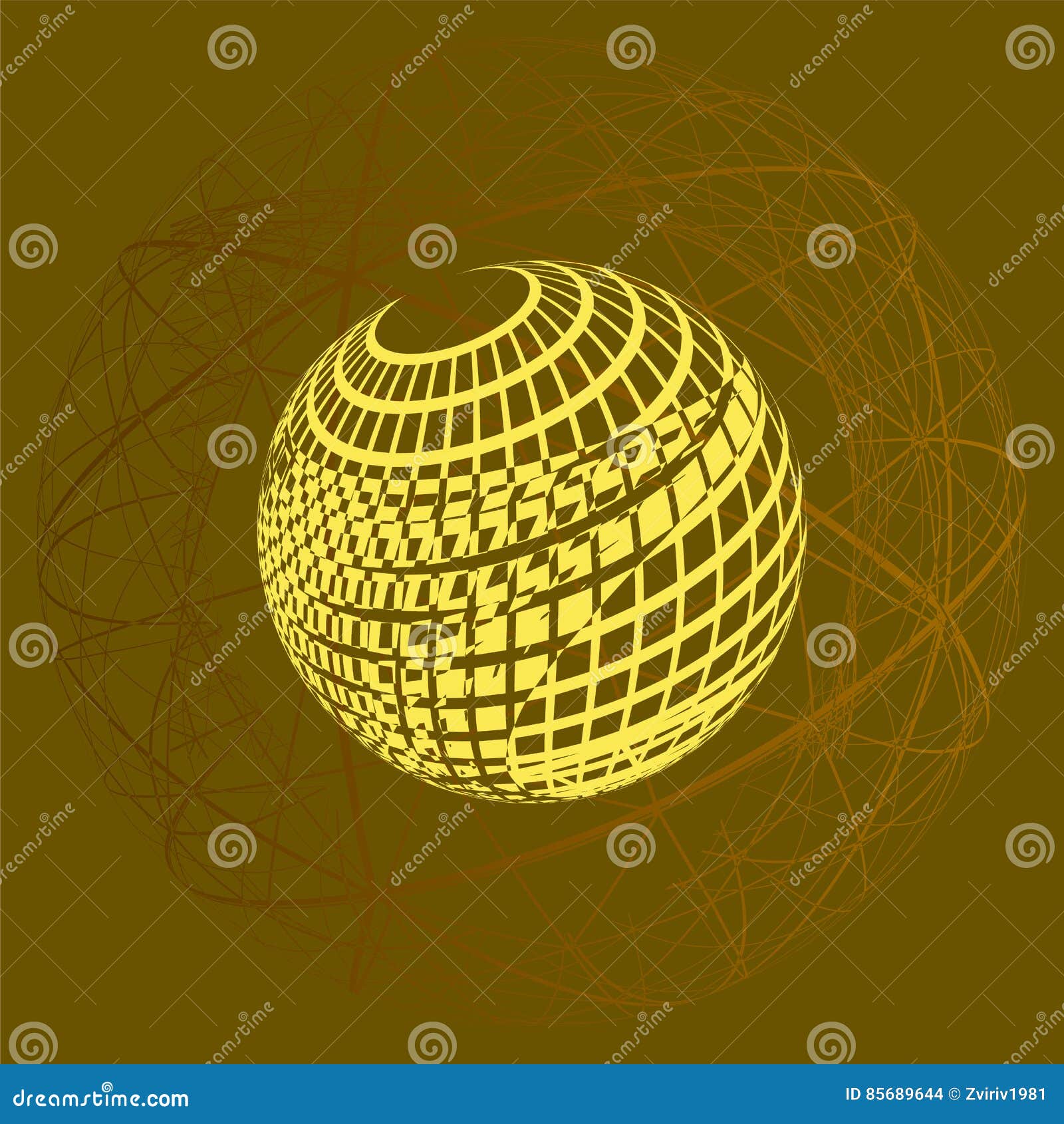 Wire-frame Design Element. Sphere Stock Illustration - Illustration of ...