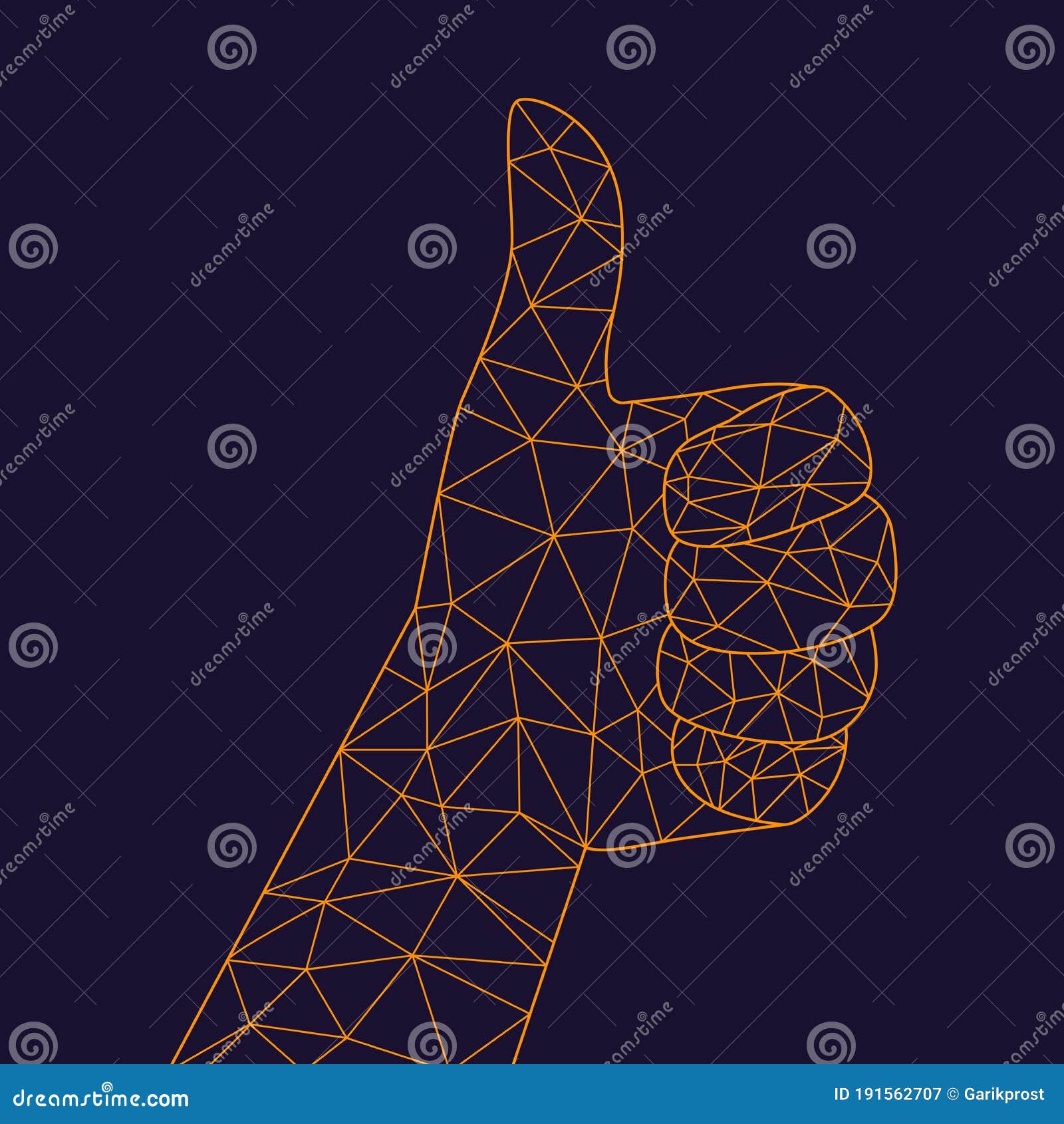 Wire-frame Digital Hand with Thumb Up Stock Vector - Illustration of ...
