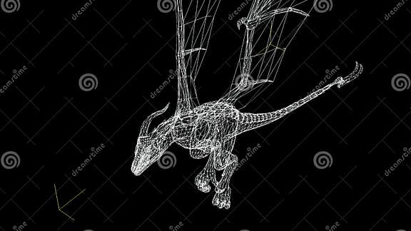 Wire frame Dragon in fly stock illustration. Illustration of fictional ...
