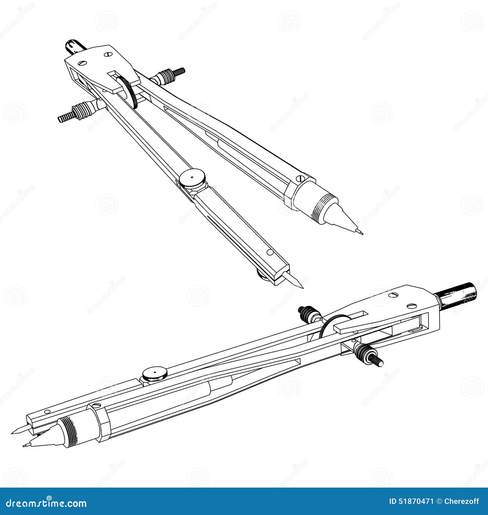 Set Of Drawing Compasses For Draftsmanship, Geometric Measuring Tool ...