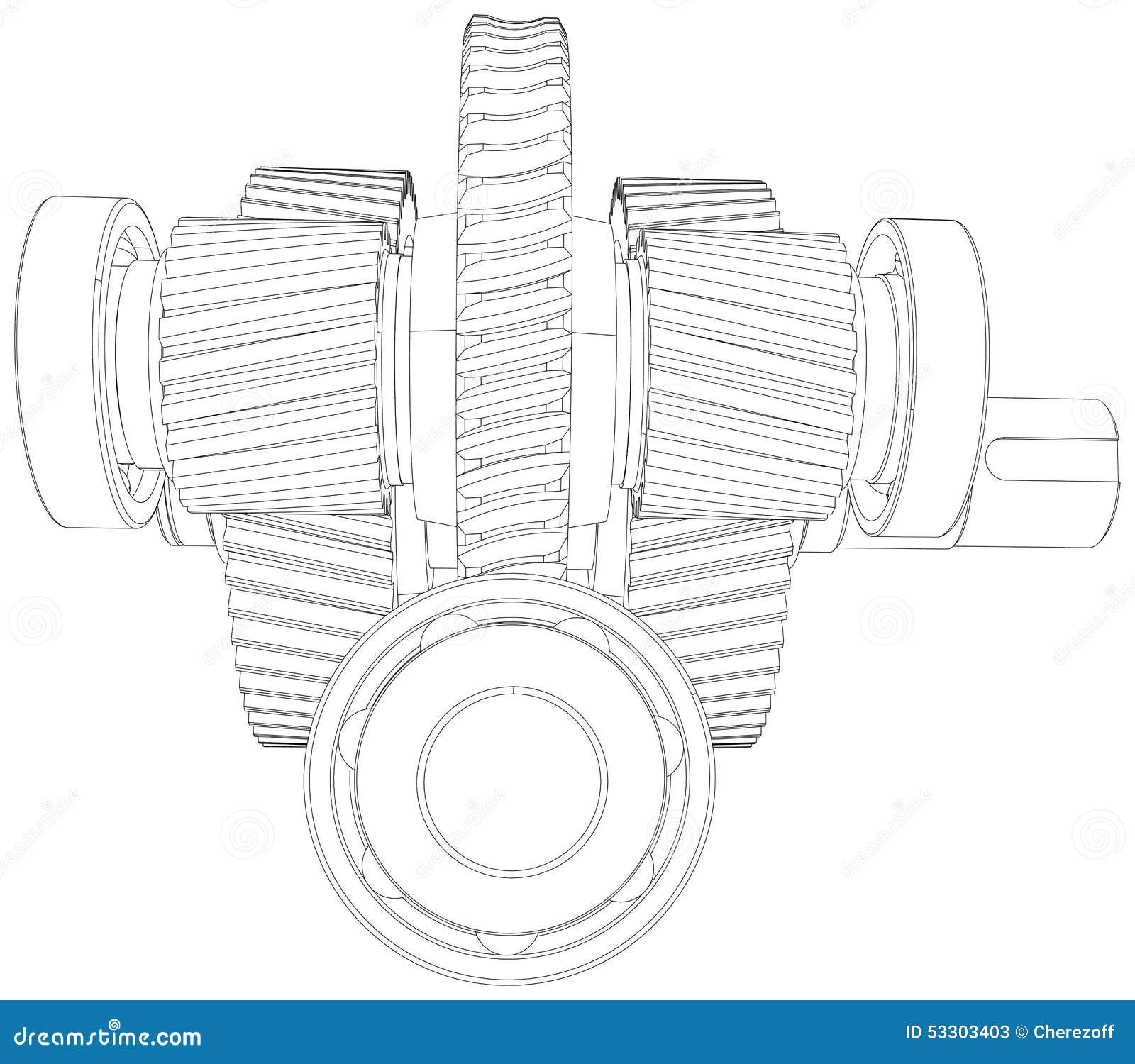 Wire-frame Gears with Shafts. Close-up Stock Vector - Illustration of ...