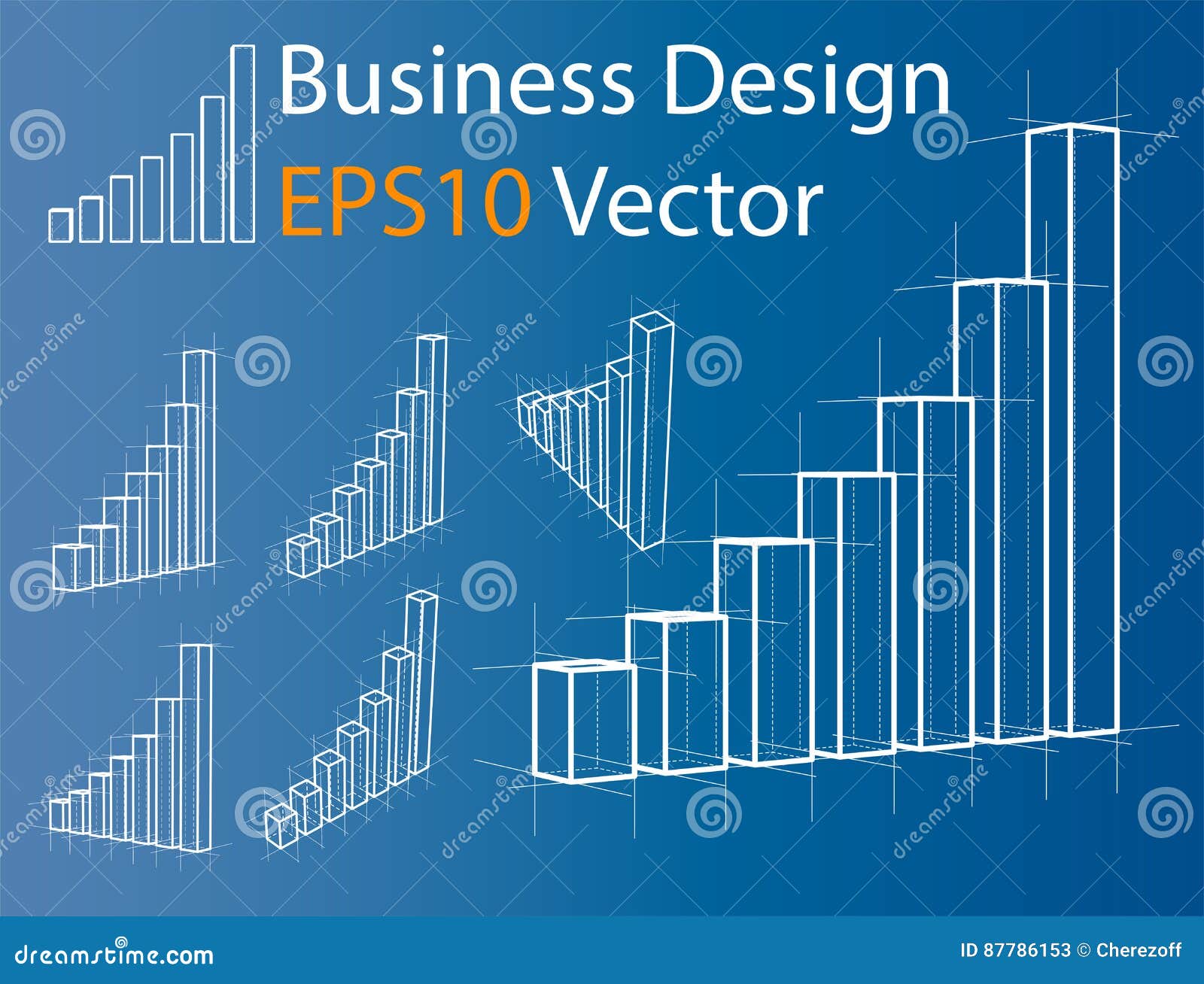 Wire-frame Graphs Set. Vector Infographics Stock Vector - Illustration ...
