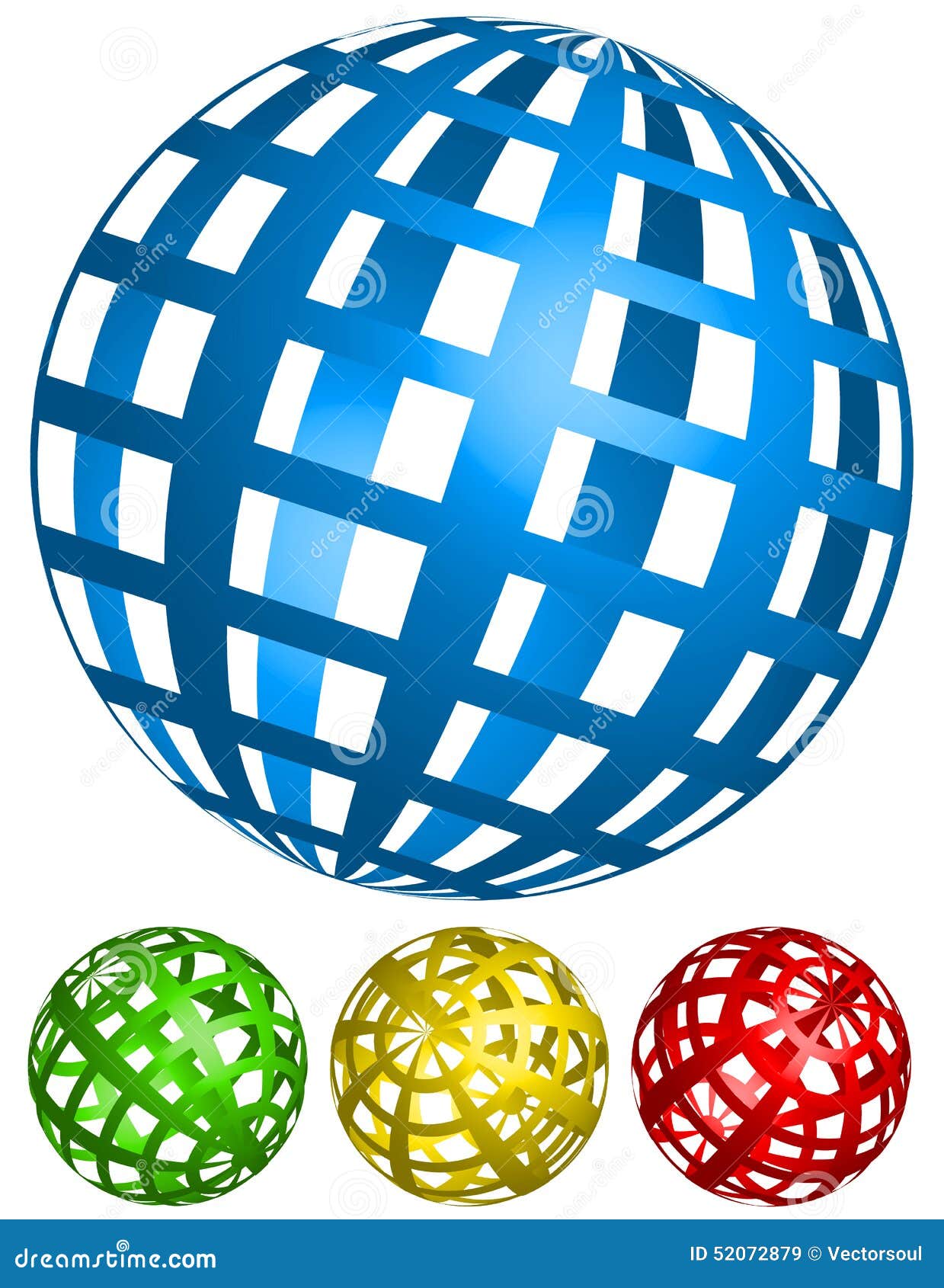 Grid Spheres. Realistic 3D Globes With Abstract Net Or Wireframe For ...