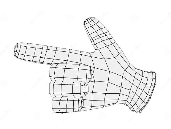 Wire-frame Hand Pointing Finger. Front View Stock Illustration ...