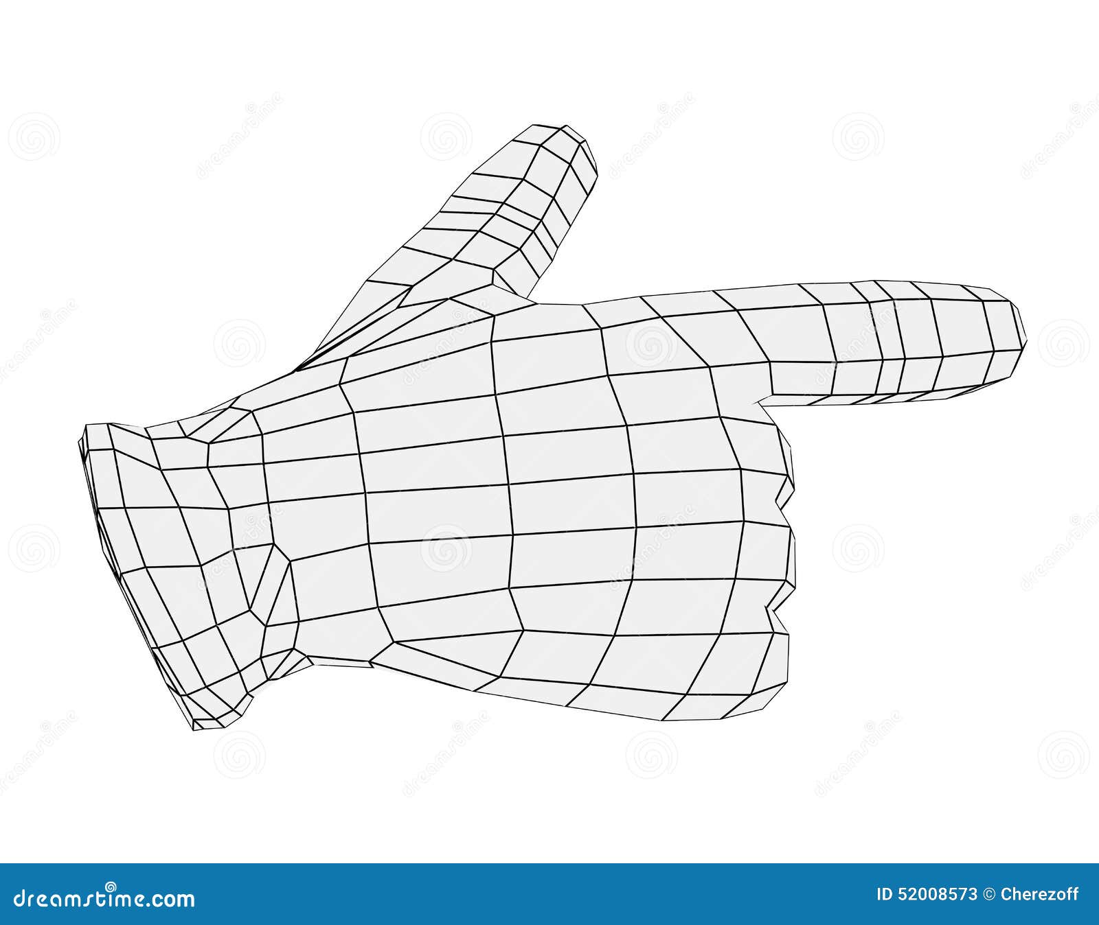 Wire-frame Hand Pointing Finger. Front View Stock Illustration ...