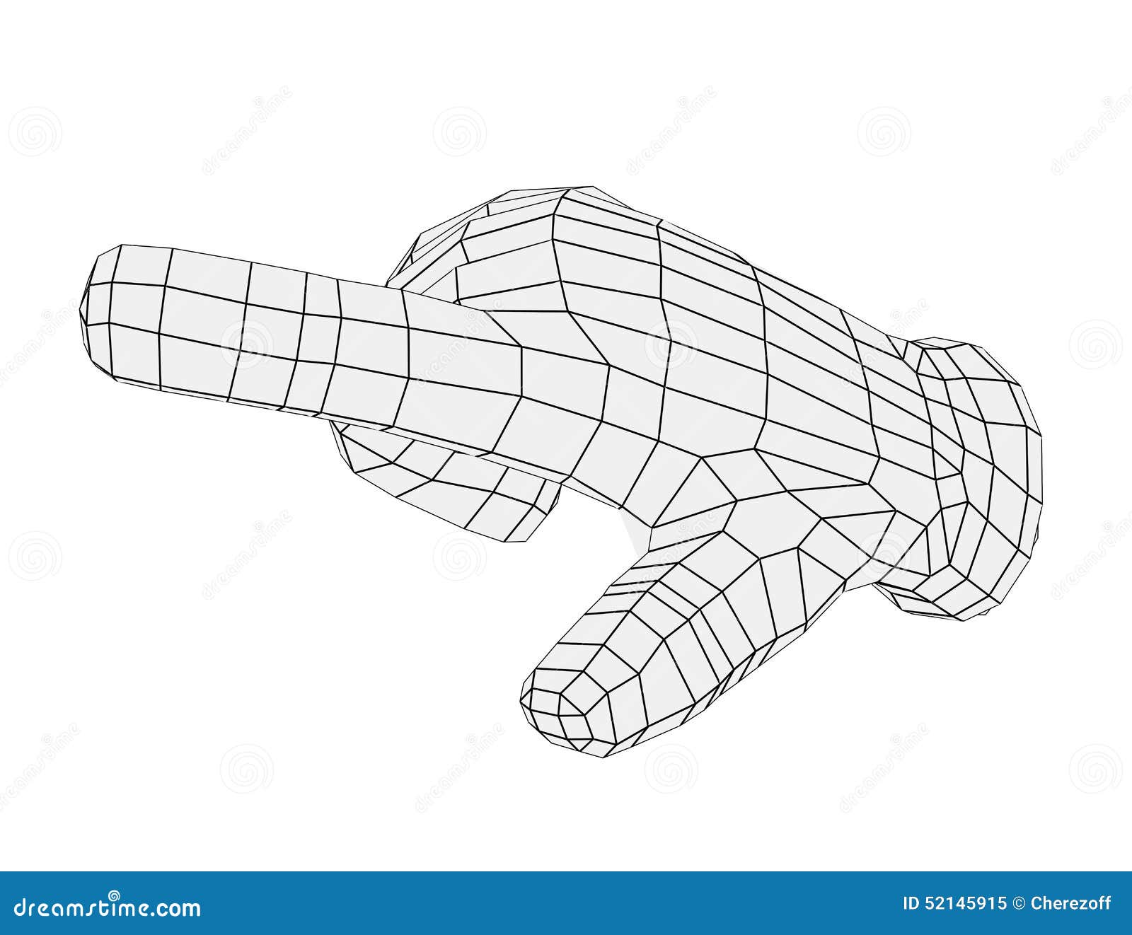 Wire-frame Hand Pointing Finger. Front View Stock Illustration ...