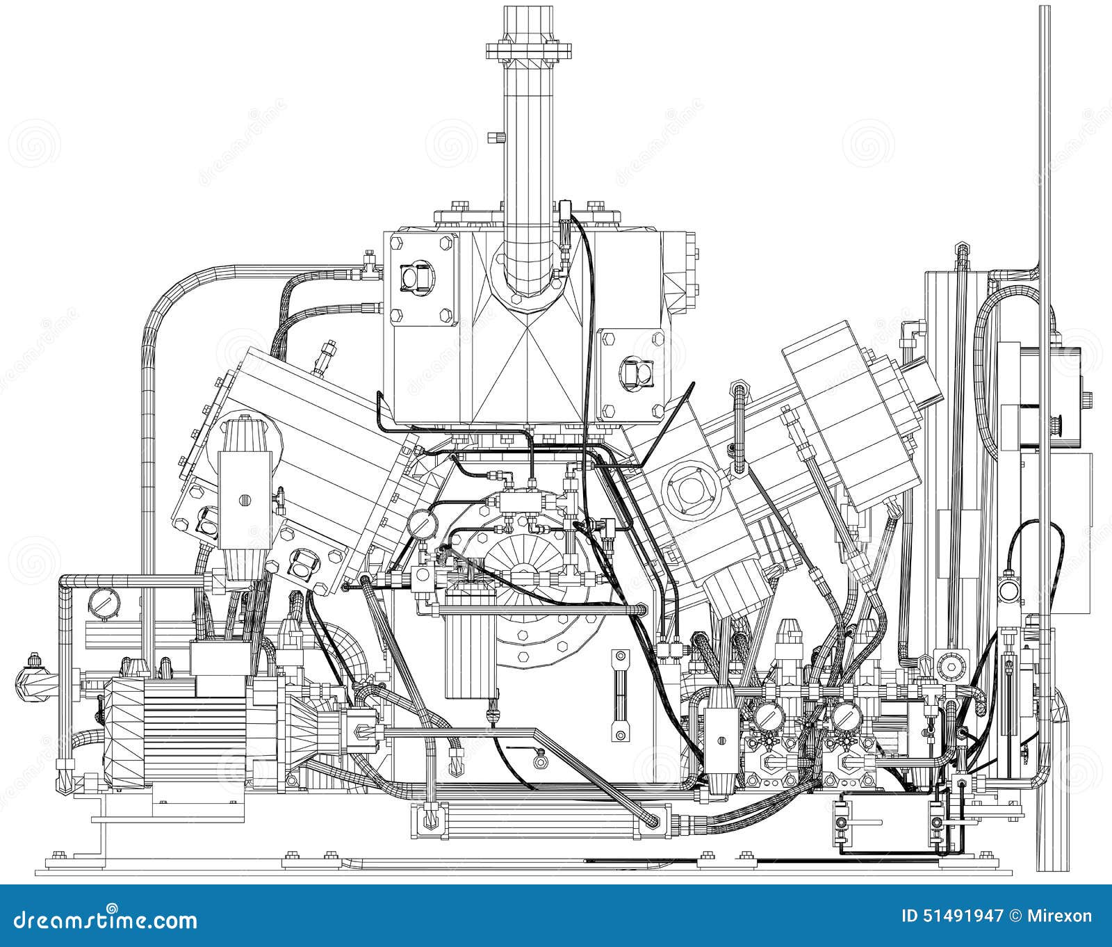 Wire-frame Industrial Equipment Engine. EPS 10 Stock Vector ...